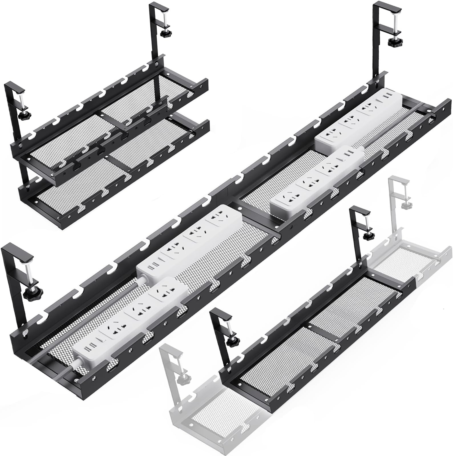 Amazon.com: Under Desk Cable Management Tray 2 Pack, Cable Management ...