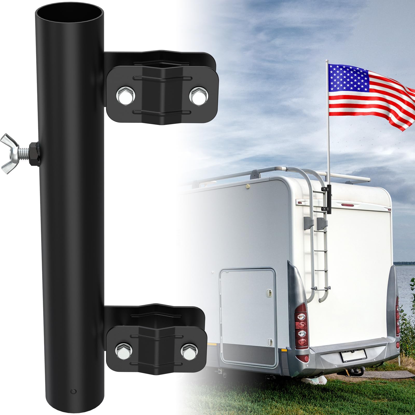Amazon.com : EEZ RV Products RV Starlink(Flag) Pole Frame/Hitch/Bumper ...