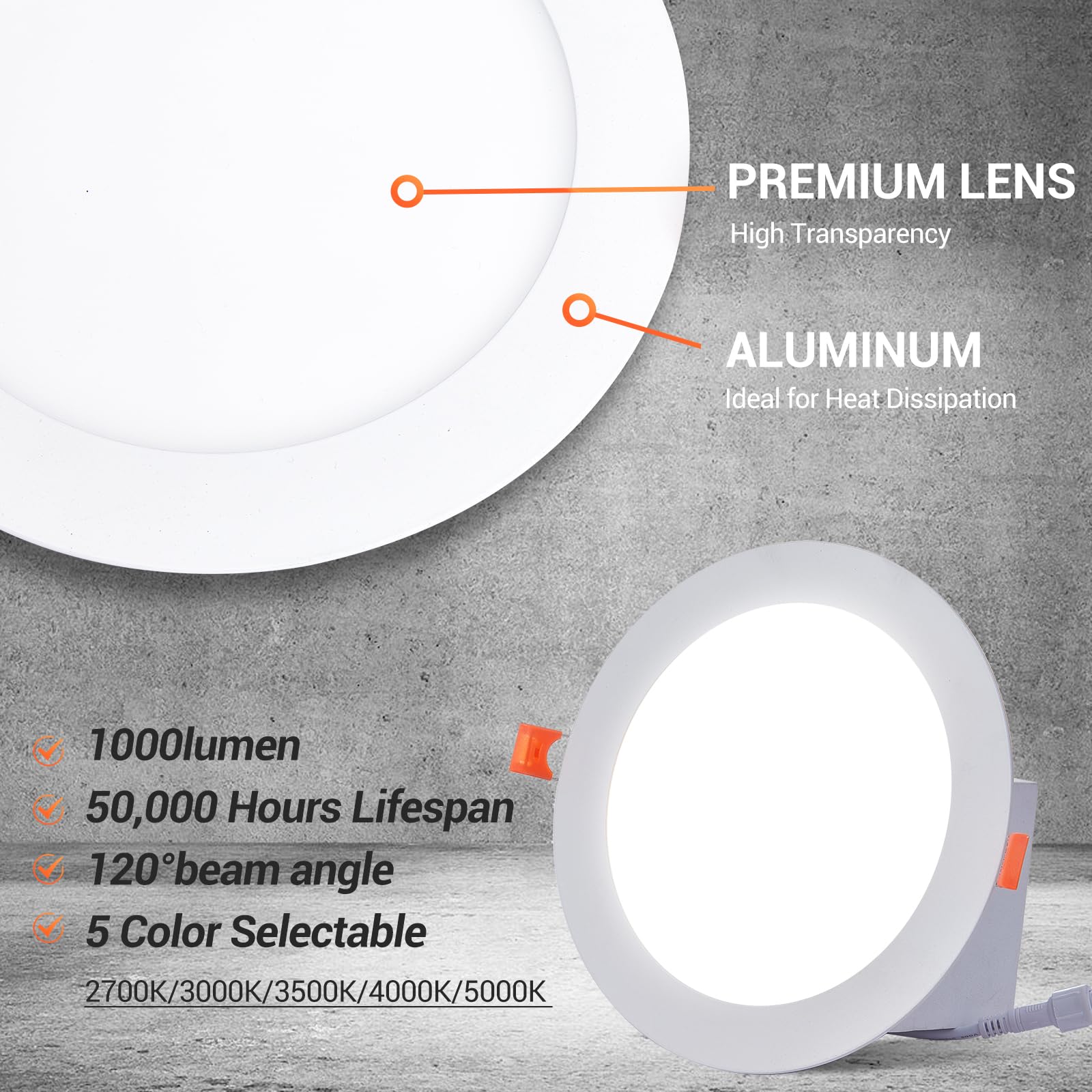 2 Pack LED Recessed Lighting 6.7 Inch, 5CCT Ultra-Thin LED Recessed ...