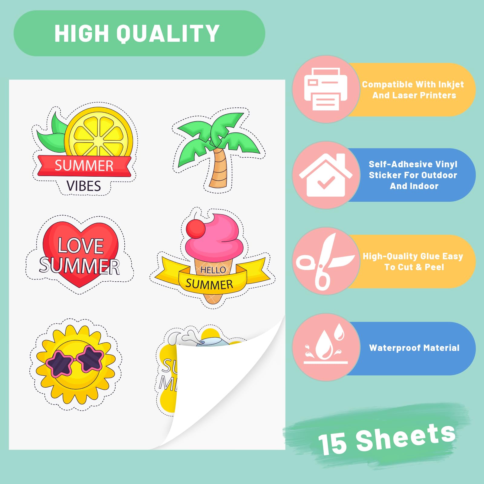 Snapklik.com : Printable Permanent Vinyl Paper - 15 Sticker Sheets For ...
