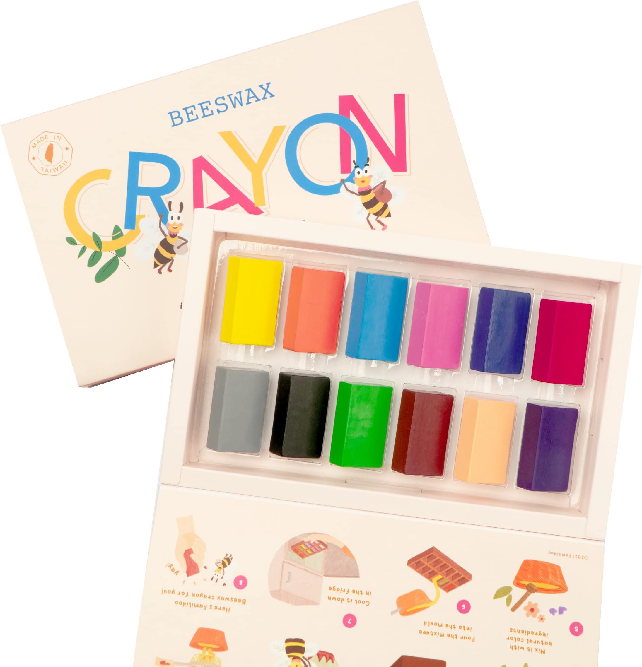 Amazon.com : FAMILIDOO BeesWax Block Crayons - Big Jumbo Crayons for ...