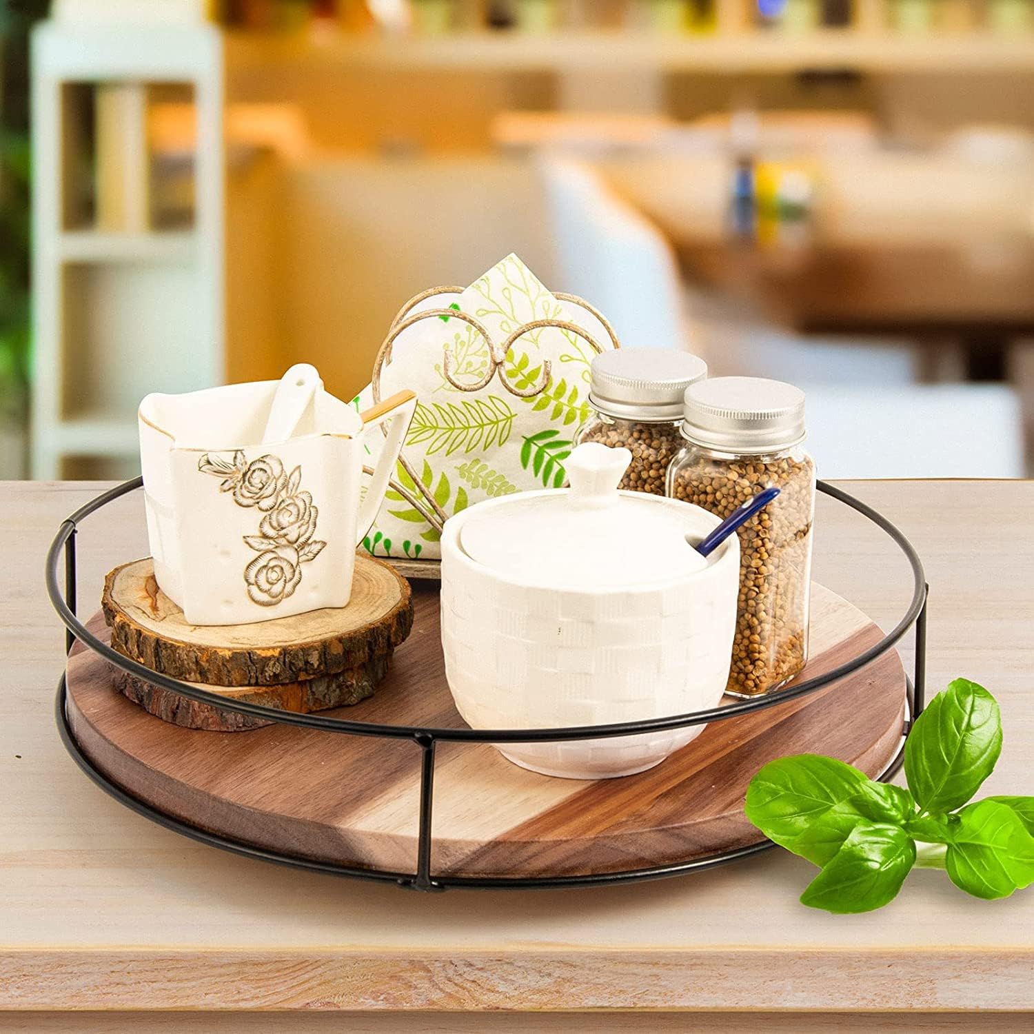 appeasy Wooden Lazy Susan Turntable Spinning for Cabinet, Kitchen ...