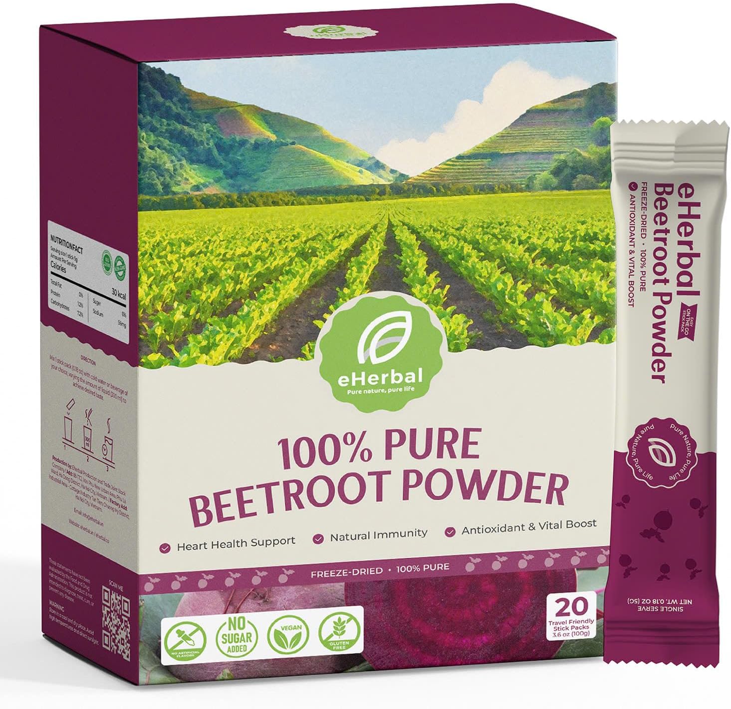 Amazon.com: eHerbal 100% Plant Based Pure Freeze Dried Beet Root Powder ...