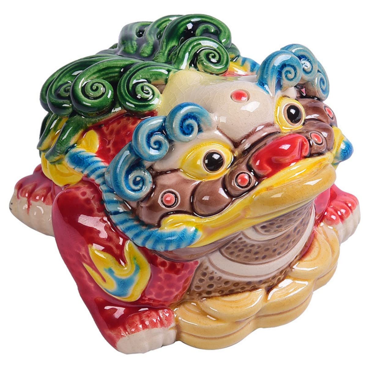 Ceramic Frog Statue Feng Shui Decor Money Toad Good Luck | Desertcart INDIA