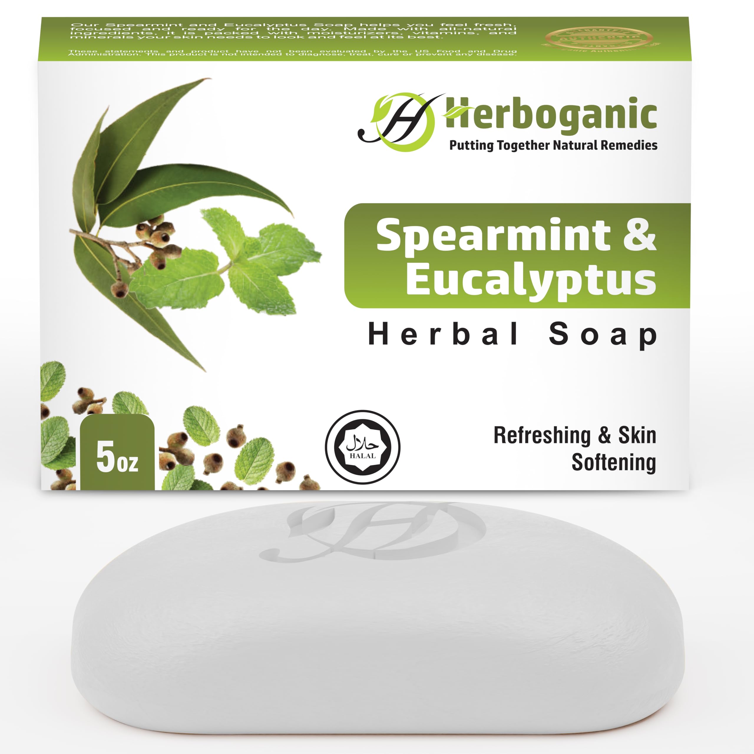 Amazon.com : HERBOGANIC Spearmint and Eucalyptus Herbal Bar Soap ...