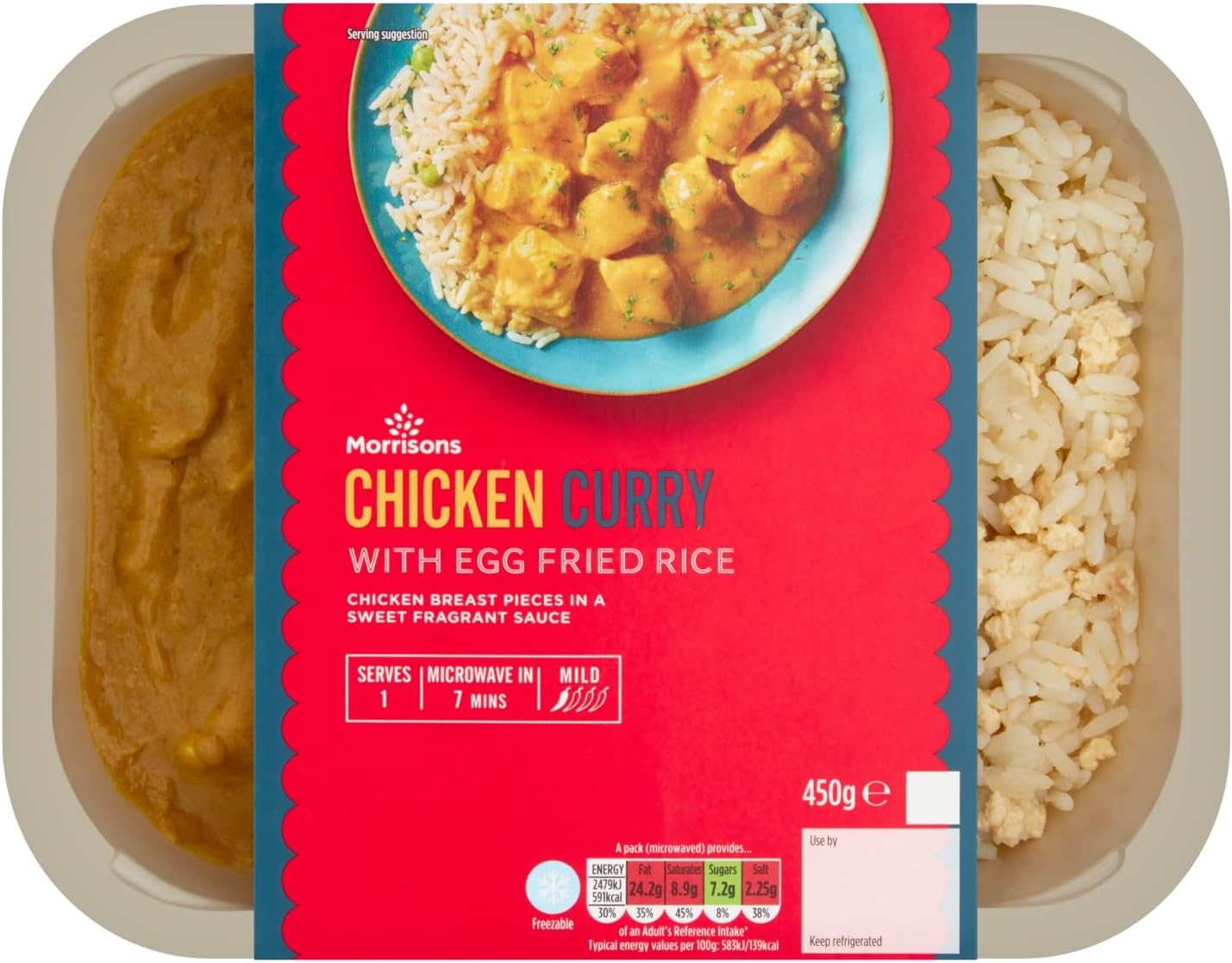 Morrisons Chicken Curry & Egg Fried Rice, 450g : Amazon.co.uk: Grocery