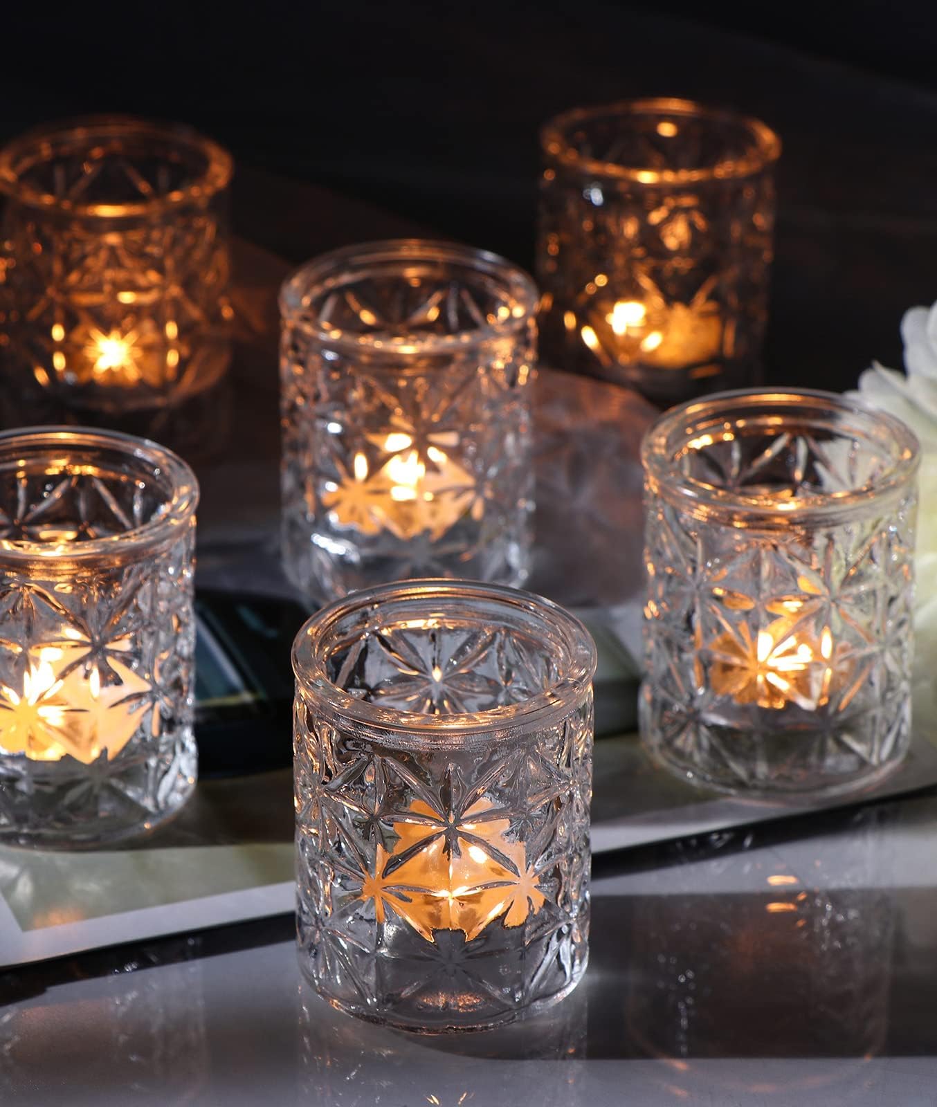 Amazon.com: NITIME Clear Votive Candle Holders Set of 24, Tealight ...