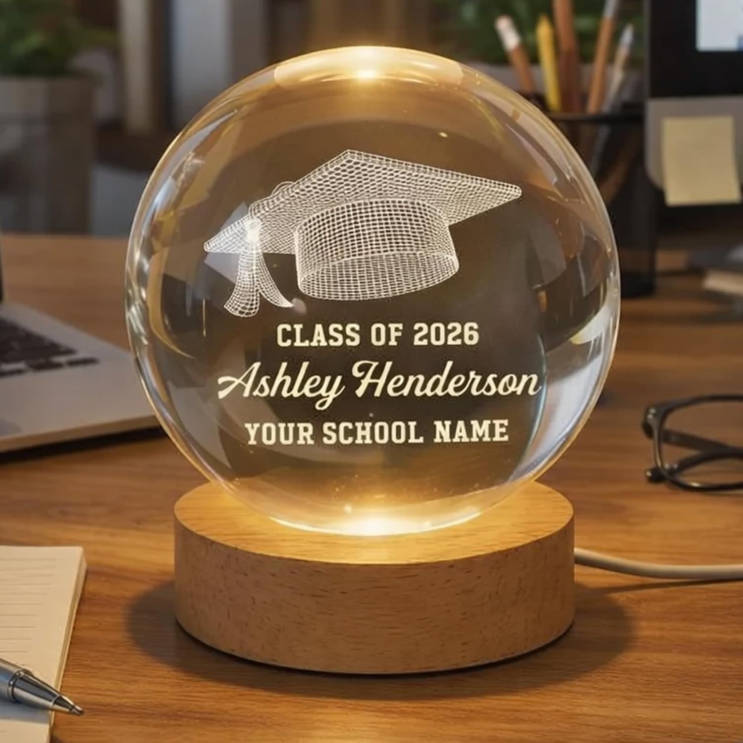 Amazon.com: Custom Graduation Crystal Ball LED Night Light ...