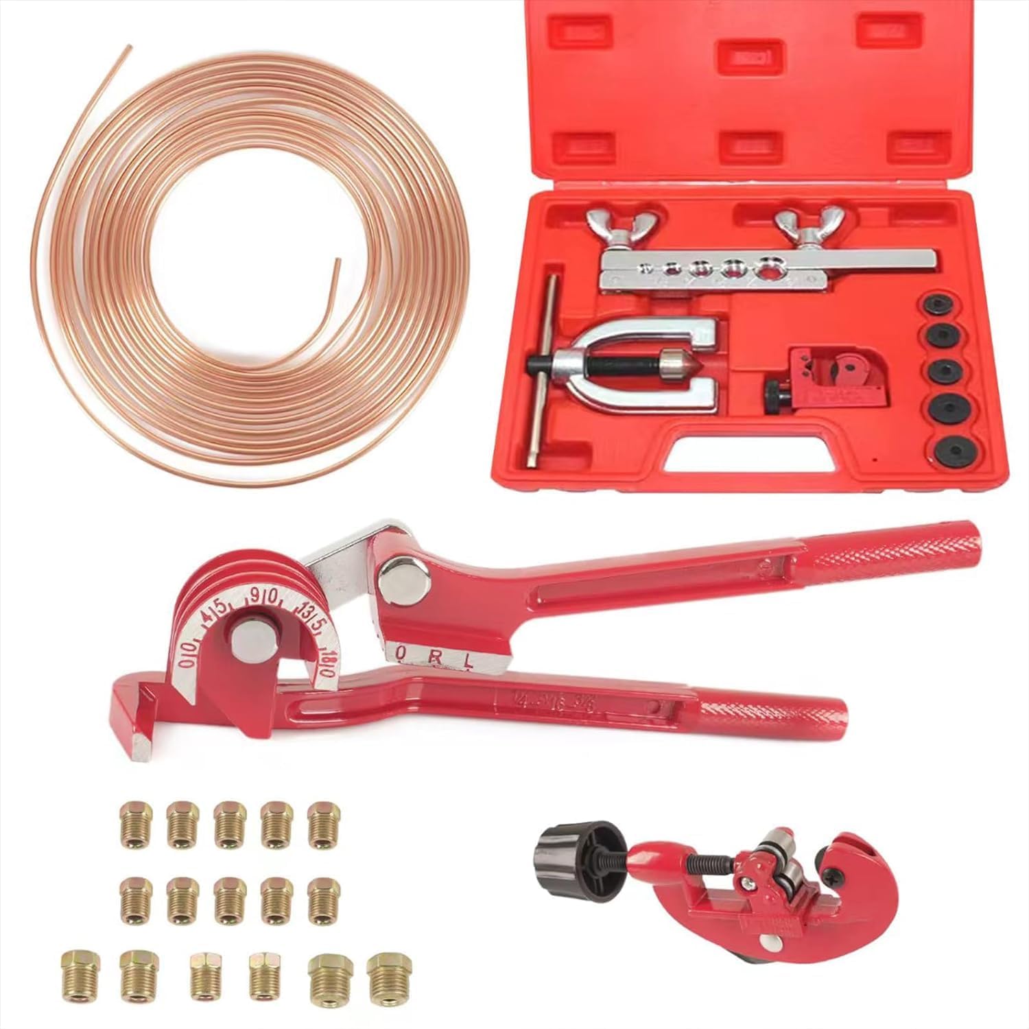 Amazon.com: 25 ft 3/16 Copper Coated Brake Line Repair Kit (Includes 16 ...