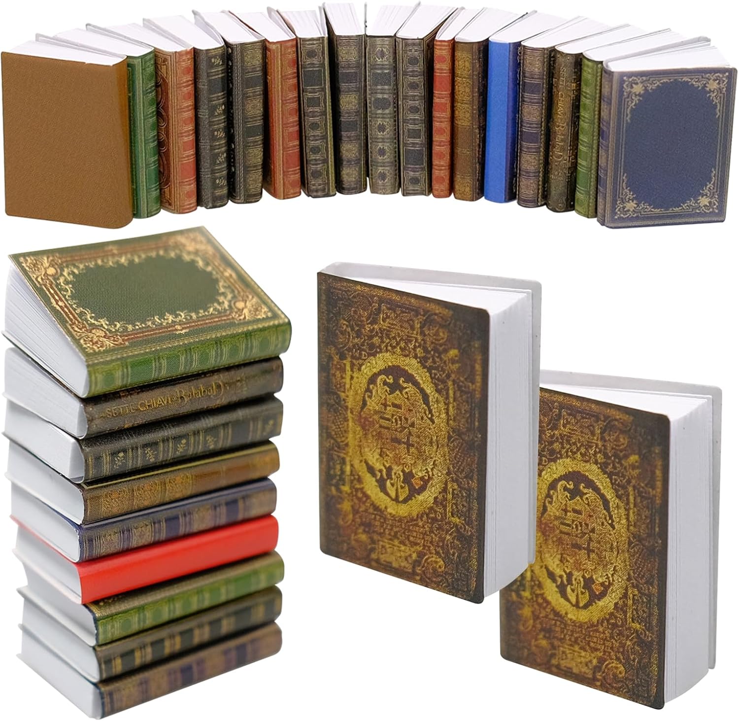 Amazon.com: CONEHOY 110 Pcs 1: 12 Scale Miniatures Dollhouse Books Mini ...