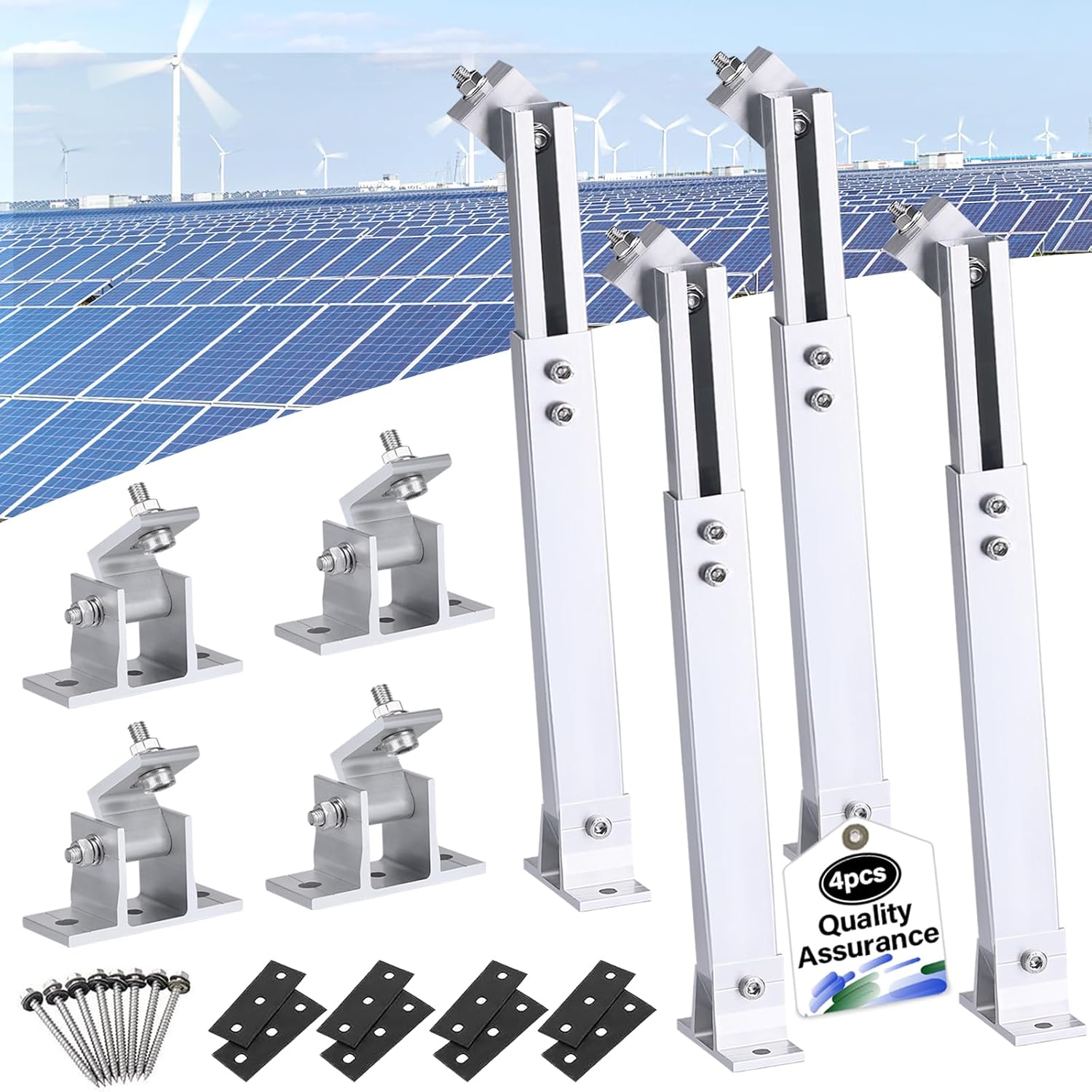 2 Pair Aluminum Solar Panel Bracket, Adjustable Solar Panel Mounting ...