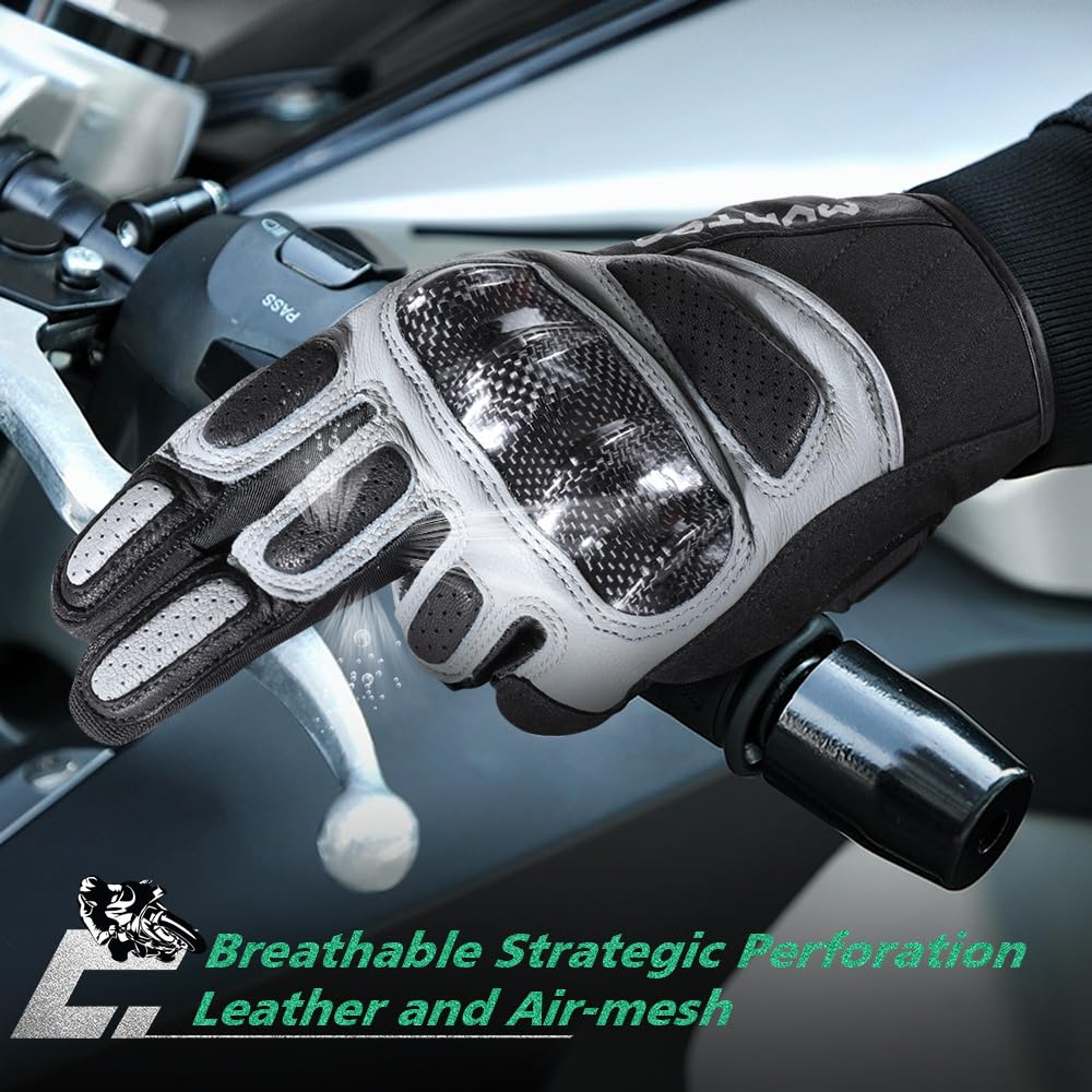 Snapklik.com : Goatskin Leather Carbon Knuckle Motorcycle Gloves For ...