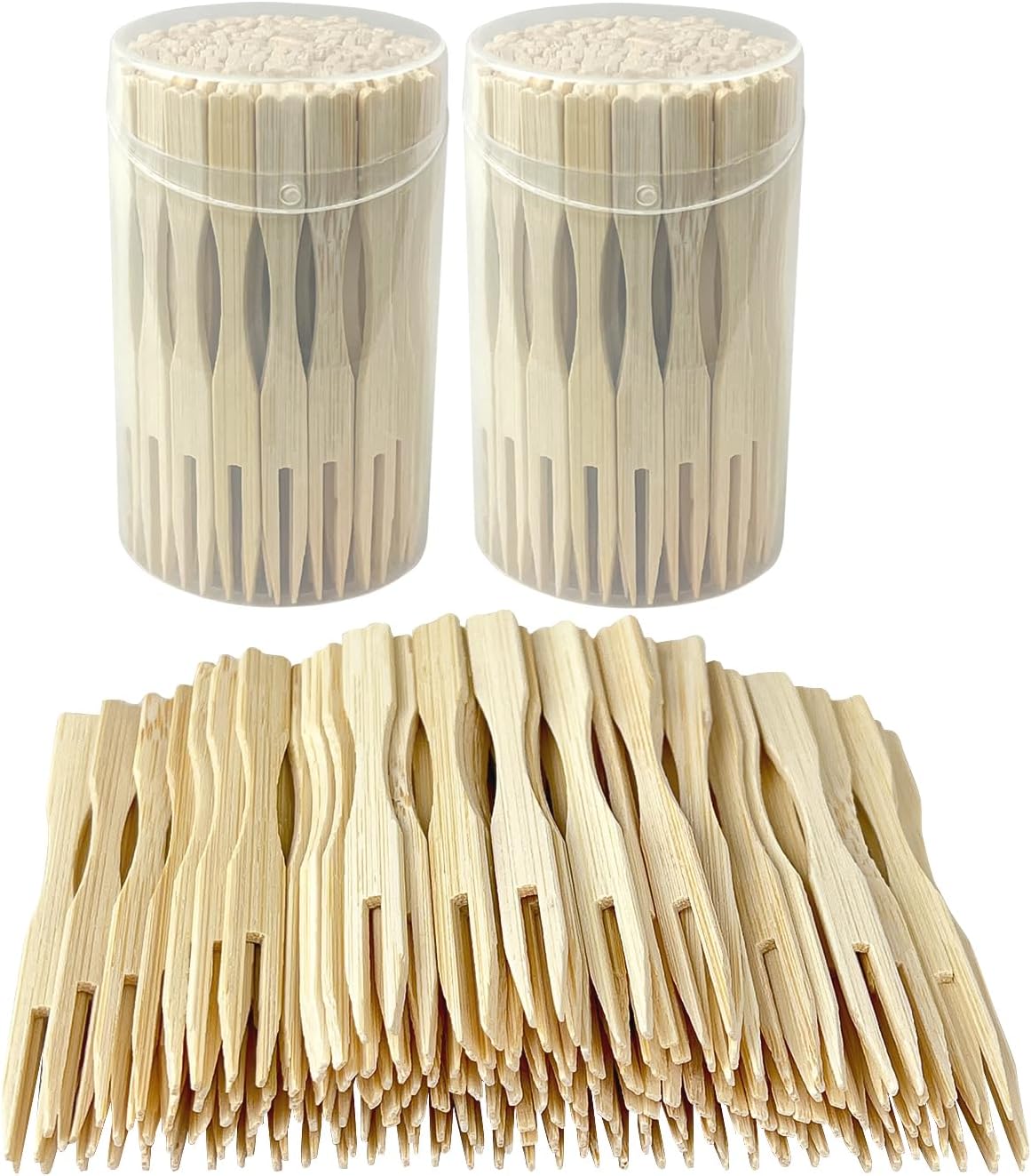 Amazon.com | 200 Bamboo Appetizer Forks, 3.5 Inch Mini Bamboo Forks for ...