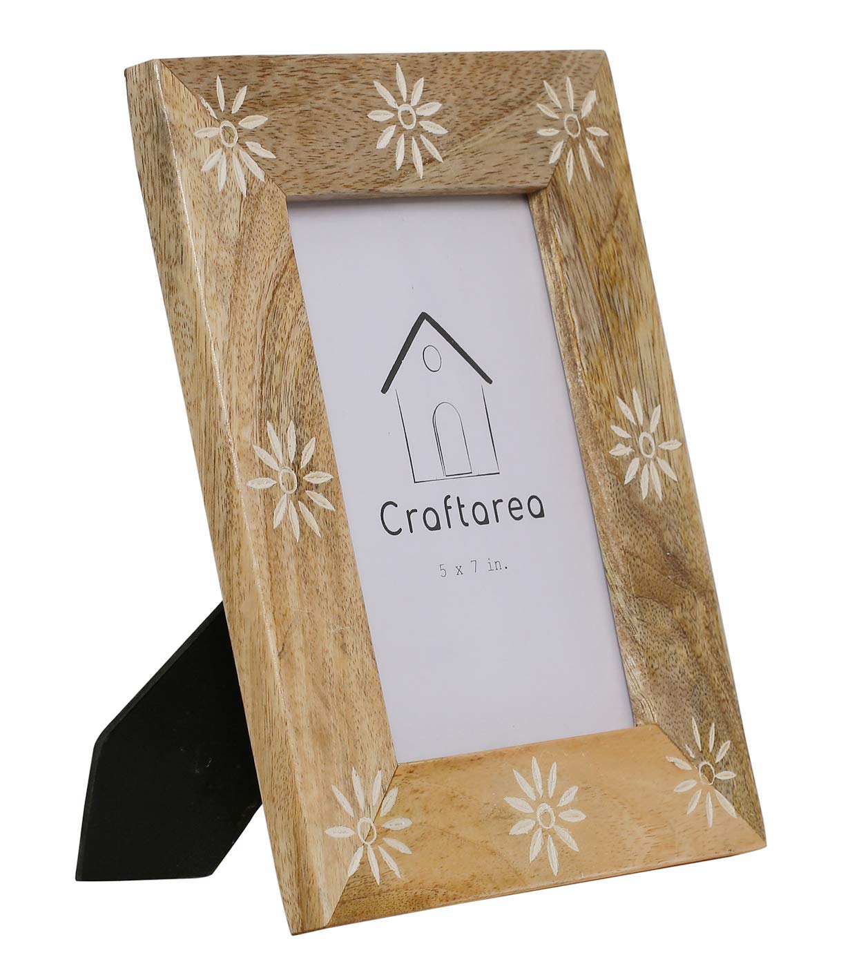 Craftarea Wooden Handcrafted Table Top Picture Frame (5x7 Inches Photo ...