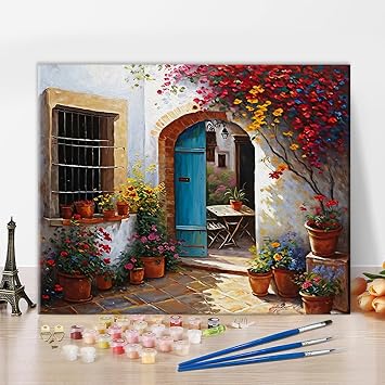 Amazon.com: TUMOVO Paint by Numbers for Adults - Colorful Flowers Patio ...