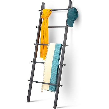 Amazon.com: 5 Ft Wooden Blanket Ladder Farmhouse - Quilt Ladder for ...