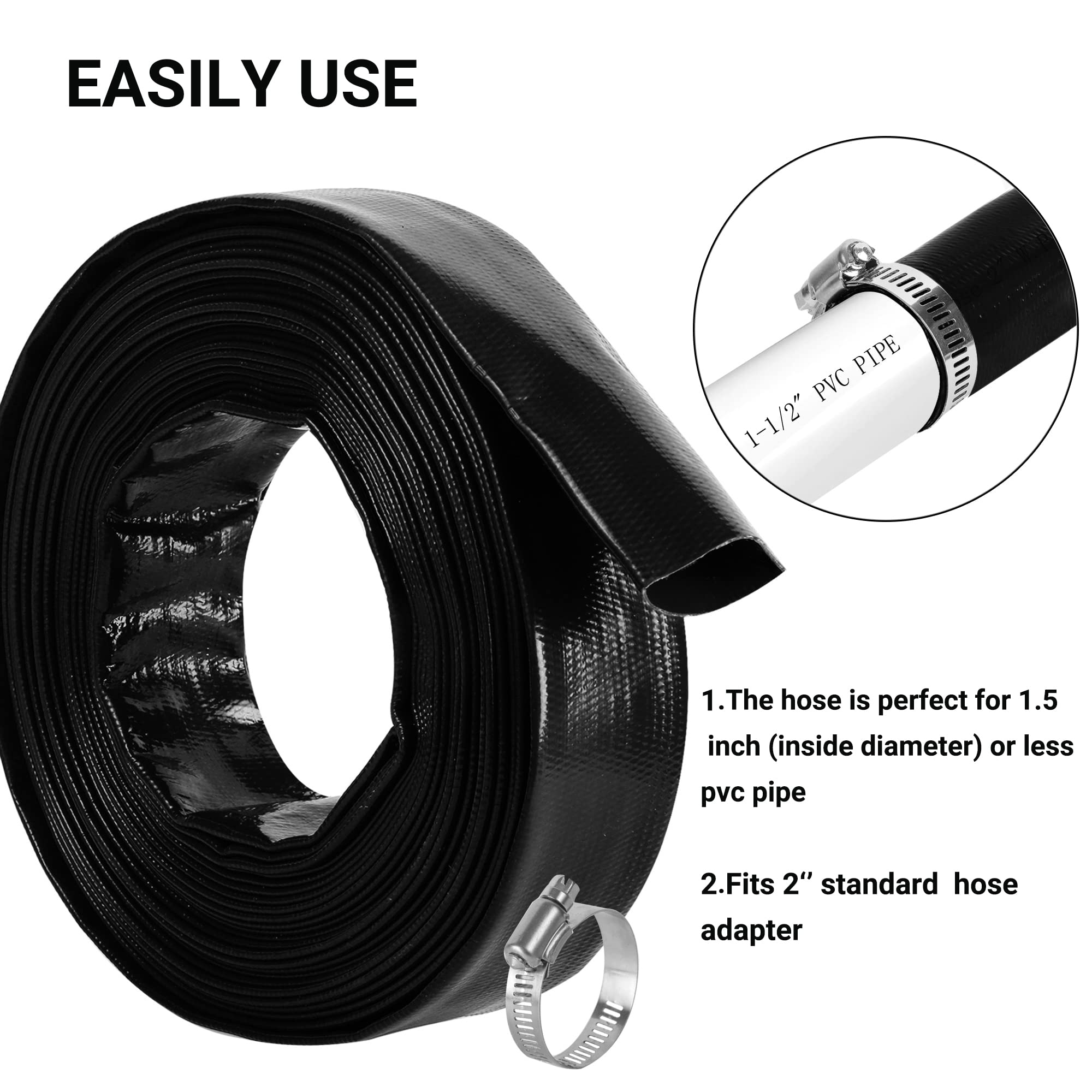 Snapklik.com : Geowaky 2" X 100 FT Pool Backwash Hose, Black Heavy Duty ...