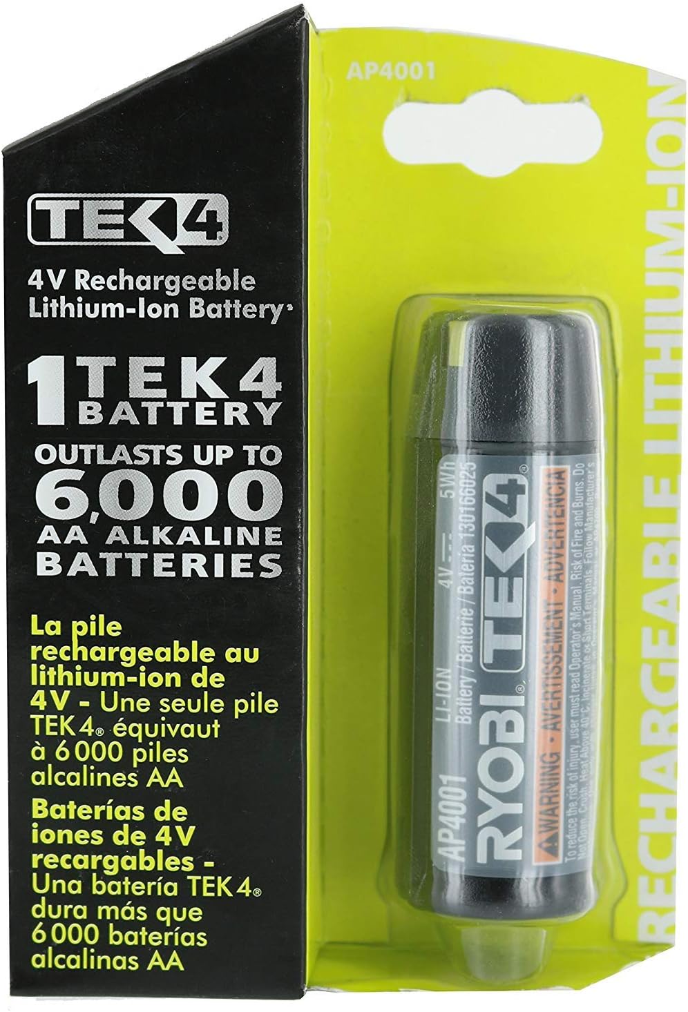 Amazon.com: RYOBI 4 Volt USB 2.0 Ah Lithium Rechargeable Battery with ...