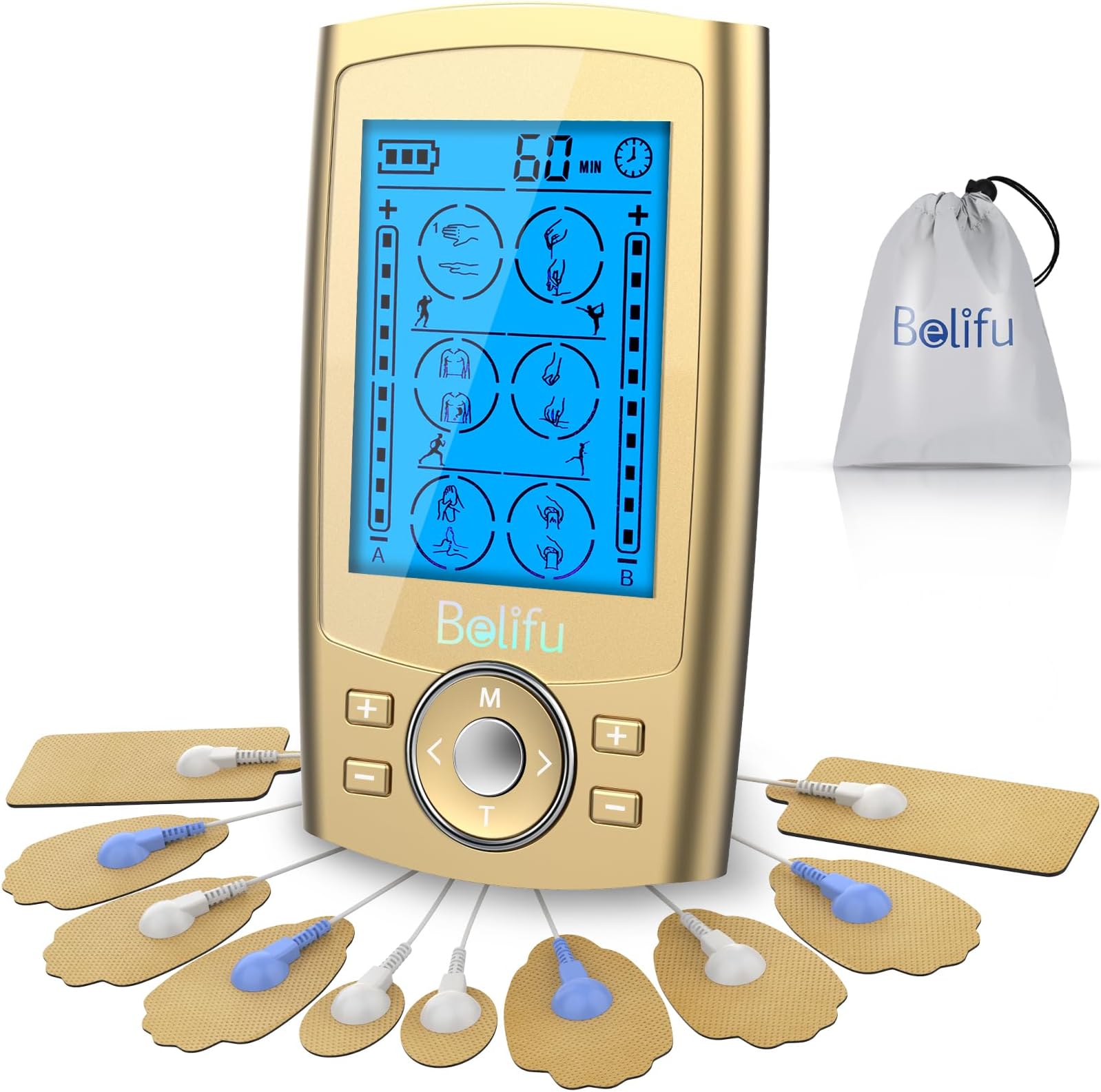 Amazon.com: Belifu Dual Channel TENS EMS Unit 24 Modes Muscle ...