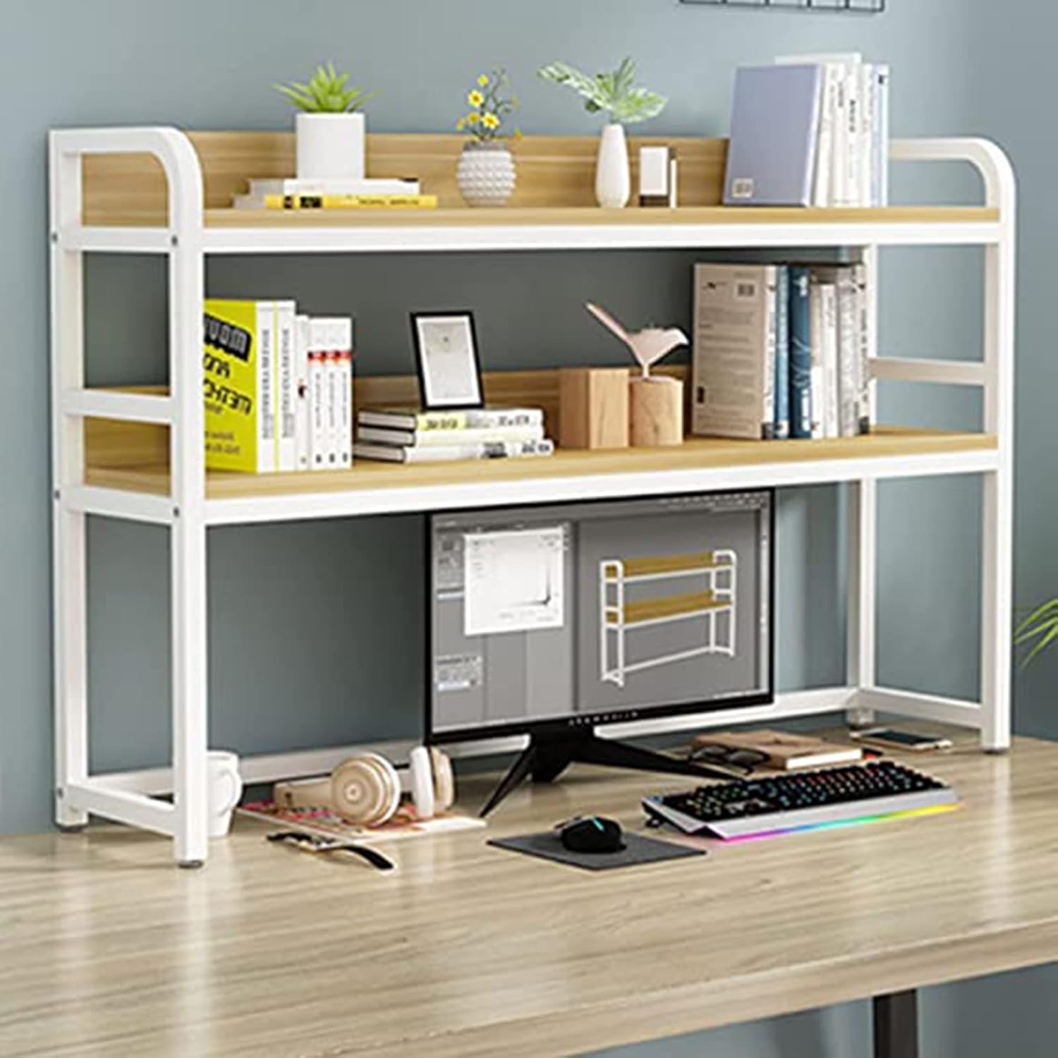 Amazon.com: Desktop Organizer Office Storage Rack - Desktop Display ...