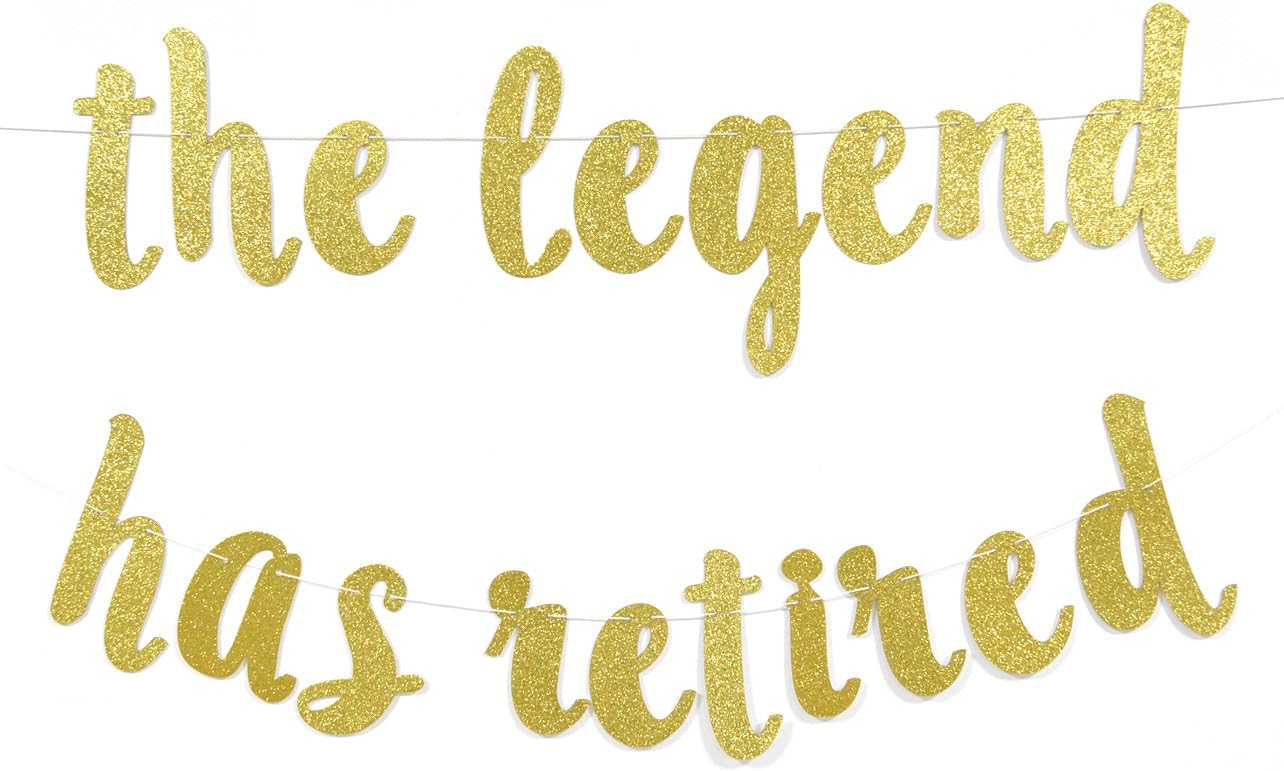 Amazon.com: The Legend Has Retired Gold Glitter Banner-Retirement Party ...