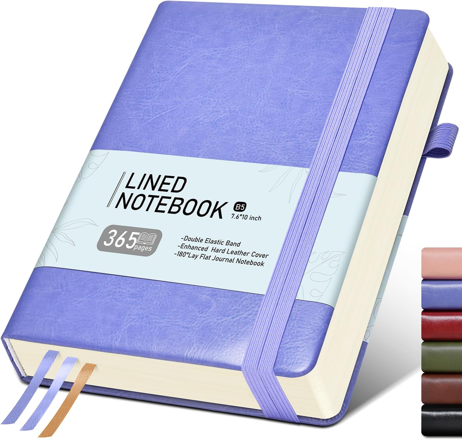 Amazon.com : Lined Journal Notebook with 365 Pages, Hardcover Leather ...