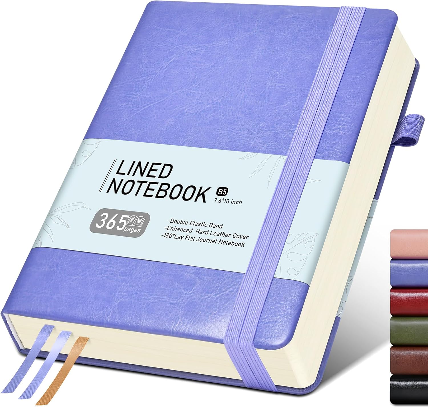 Amazon.com : Lined Journal Notebook with 365 Pages, Hardcover Leather ...