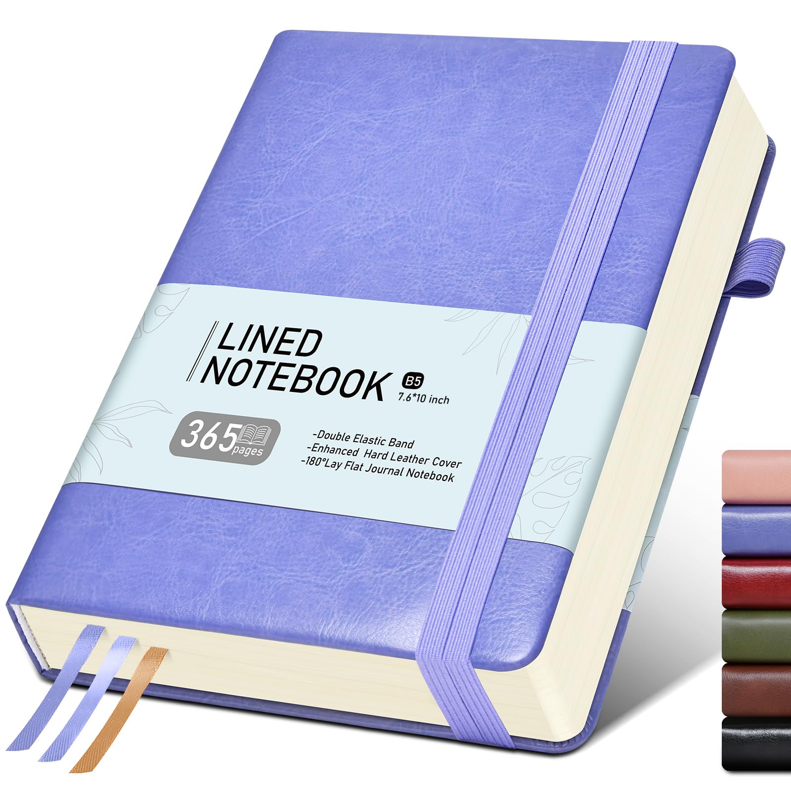 Amazon.com : Lined Journal Notebook with 365 Pages, Hardcover Leather ...