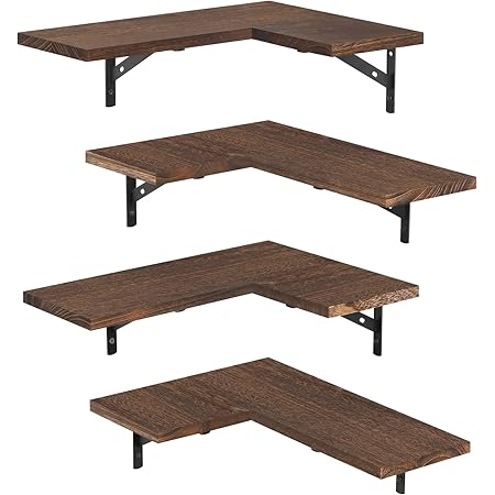 Amazon.com: Fixwal Corner Floating Shelves, Wall Mounted Corner Shelf Set of 5, Rustic Wood Wall ...