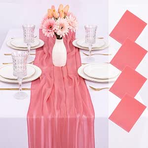Amazon.com: SAJOO 4PCS 10FT Dusty Pink Chiffon Table Runners 30x120 ...