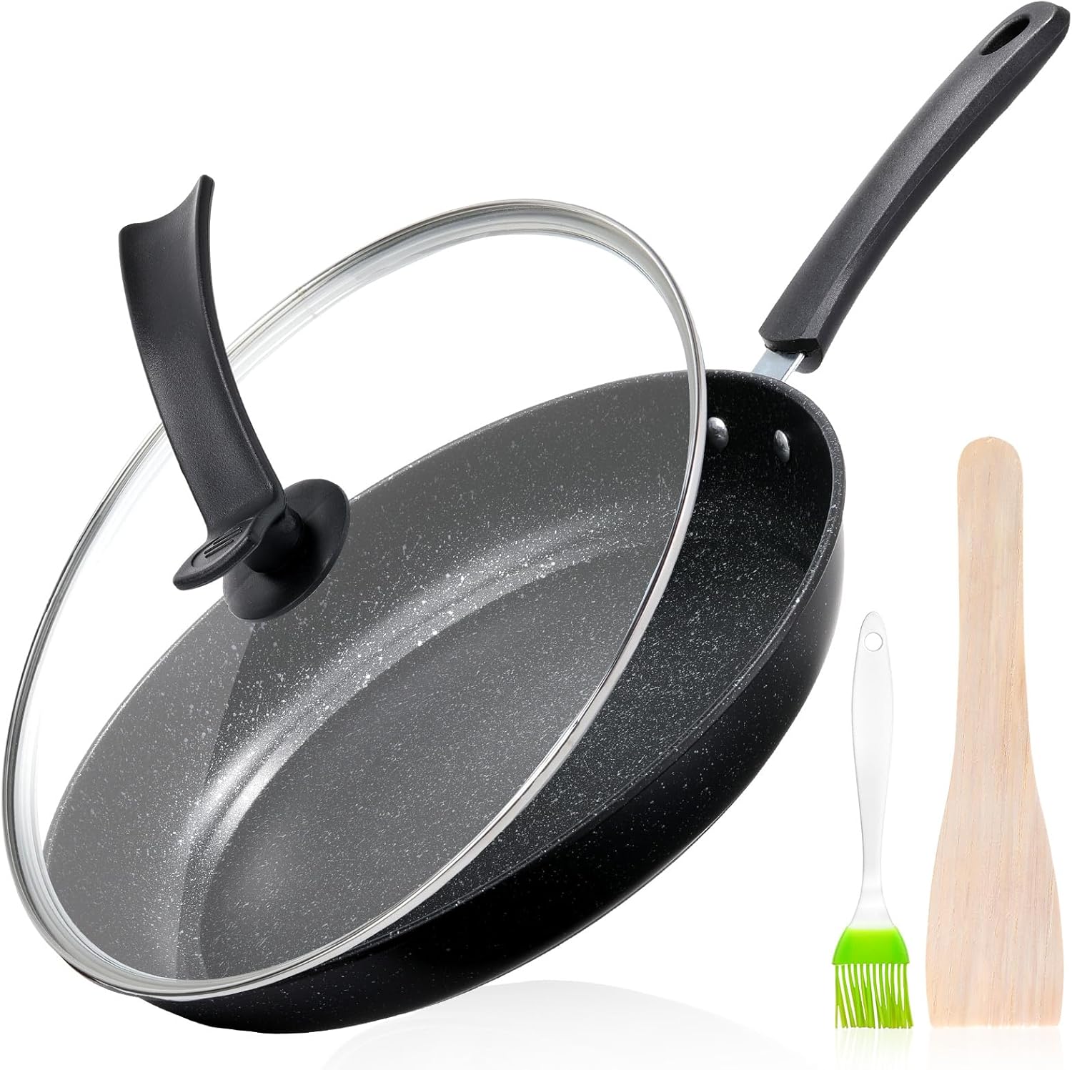 Amazon.com: Pickmesh 12.5 Inch Nonstick Frying Pan with Lid Medical ...