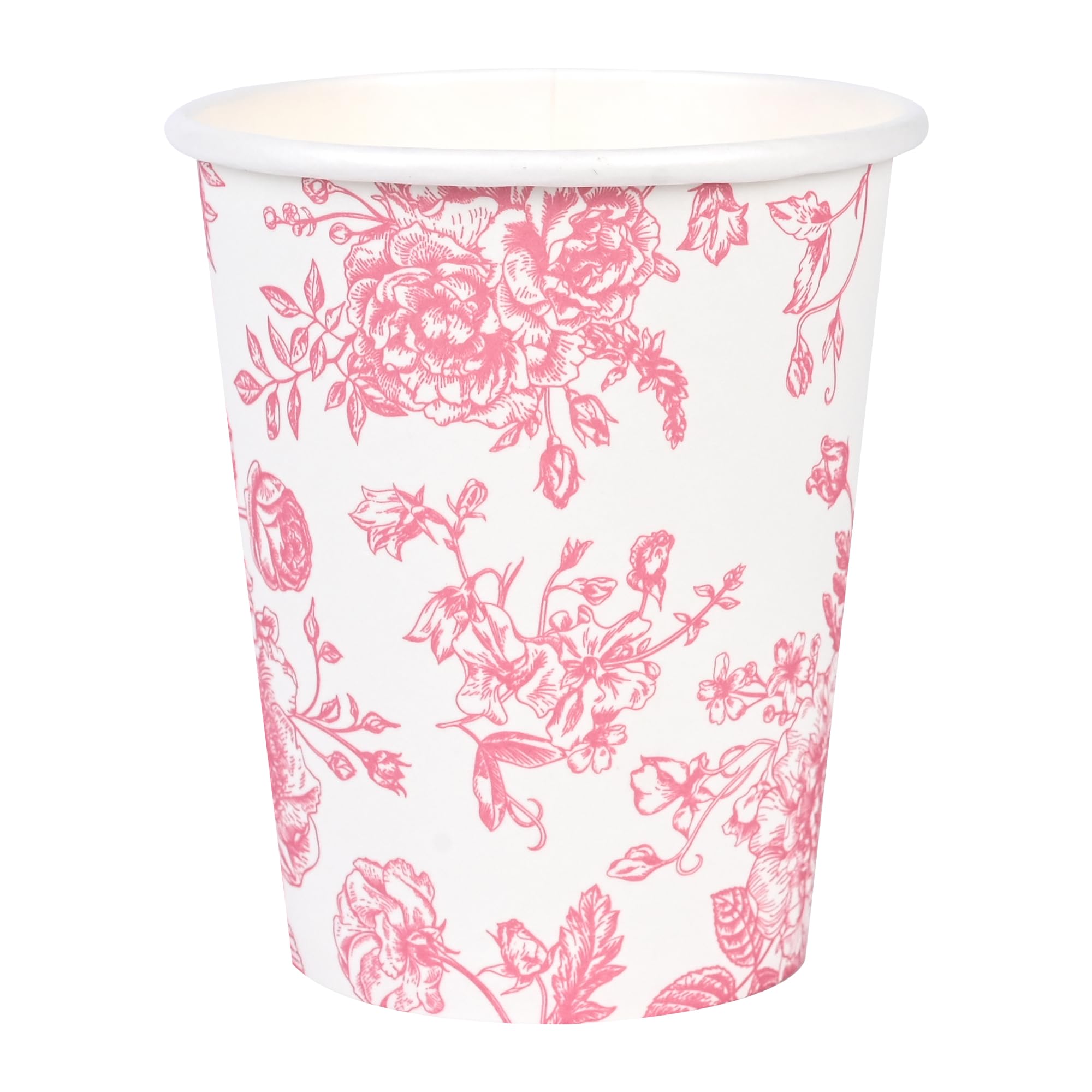 Amazon.com: Elyxio 100Pcs Floral Paper Cups Pink Flowers Paper Cups 9oz ...