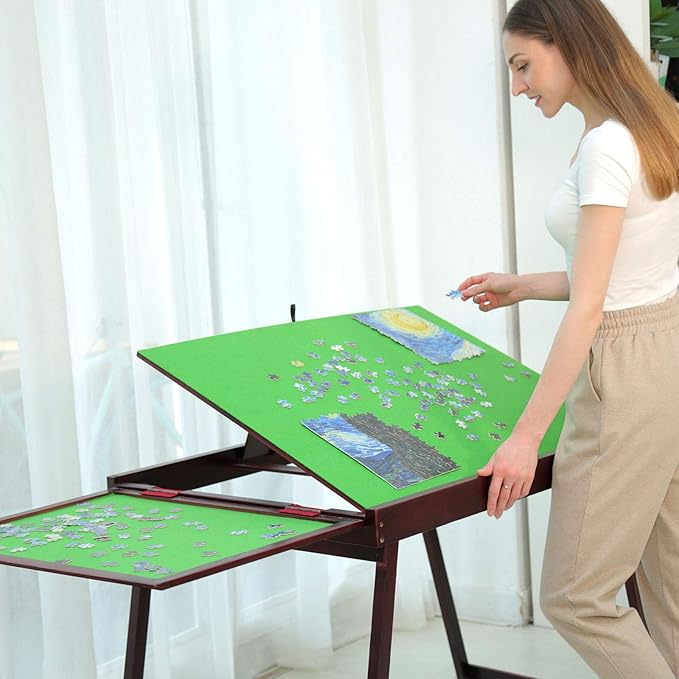 Wooden Jigsaw Puzzle Table, Folding Tilting Jigsaw Puzzle Table for ...