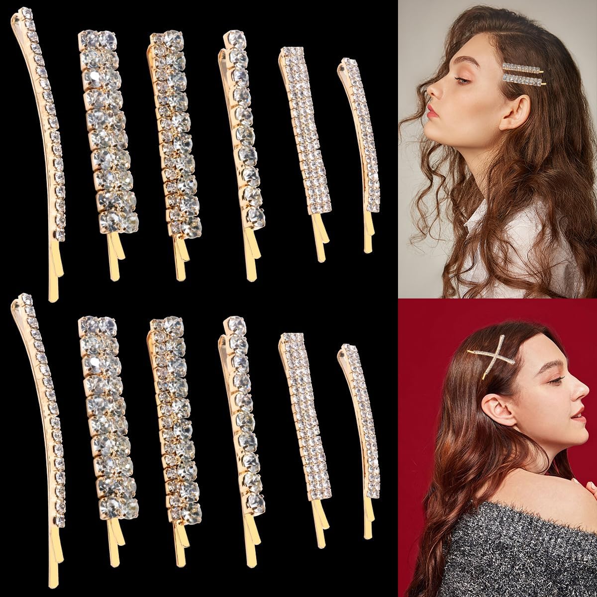 Amazon.com : 12 Pieces Rhinestone Bridal Hair Clip, Alloy Rhinestone ...