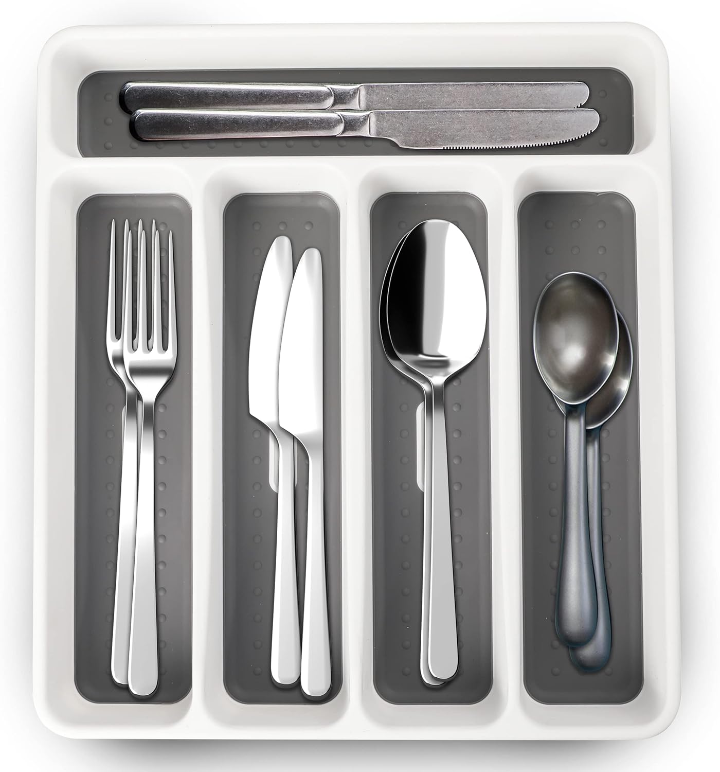 Amazon.com - 5 Compartment Cutlery Drawer Organizer Tray - Silverware ...