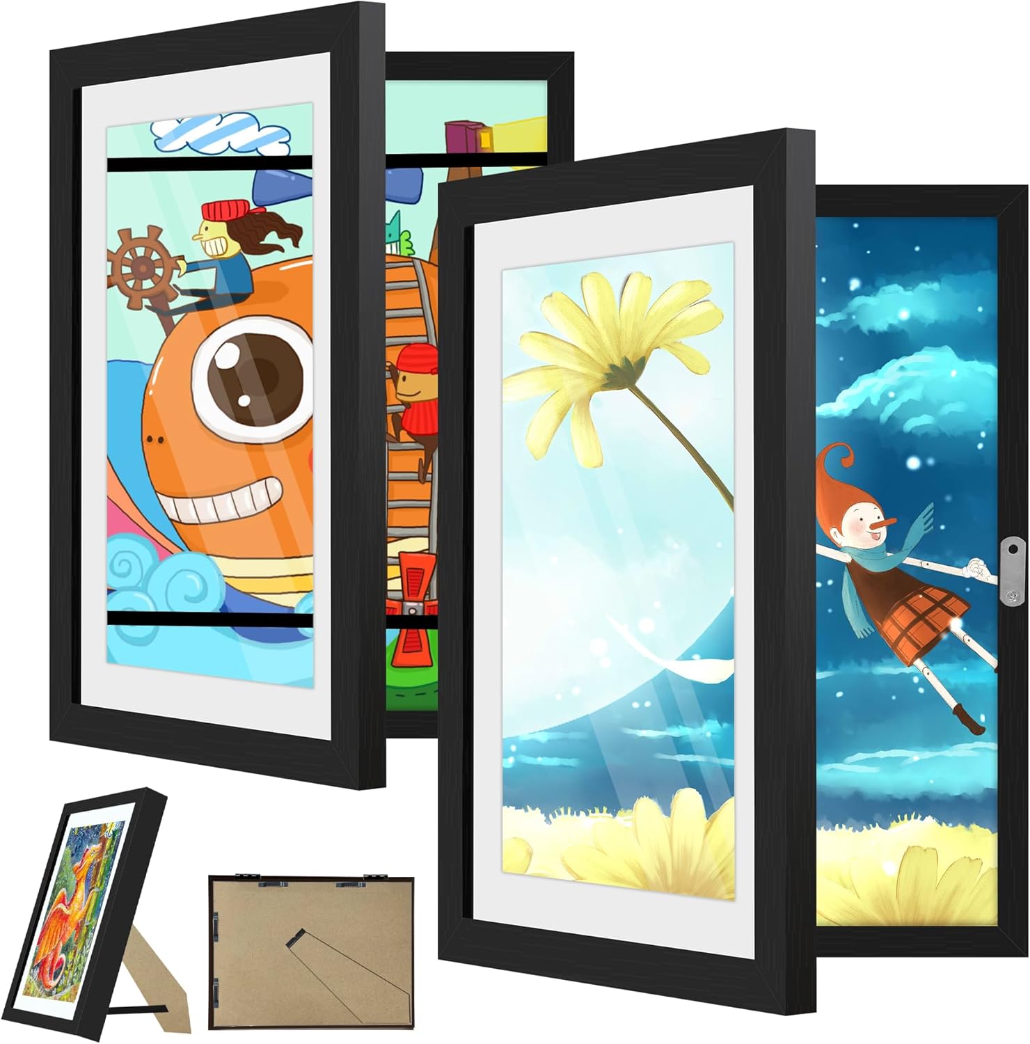 2 Pack Kids Art Frame, 8.5x11 Front Opening Kids Artwork Frames ...