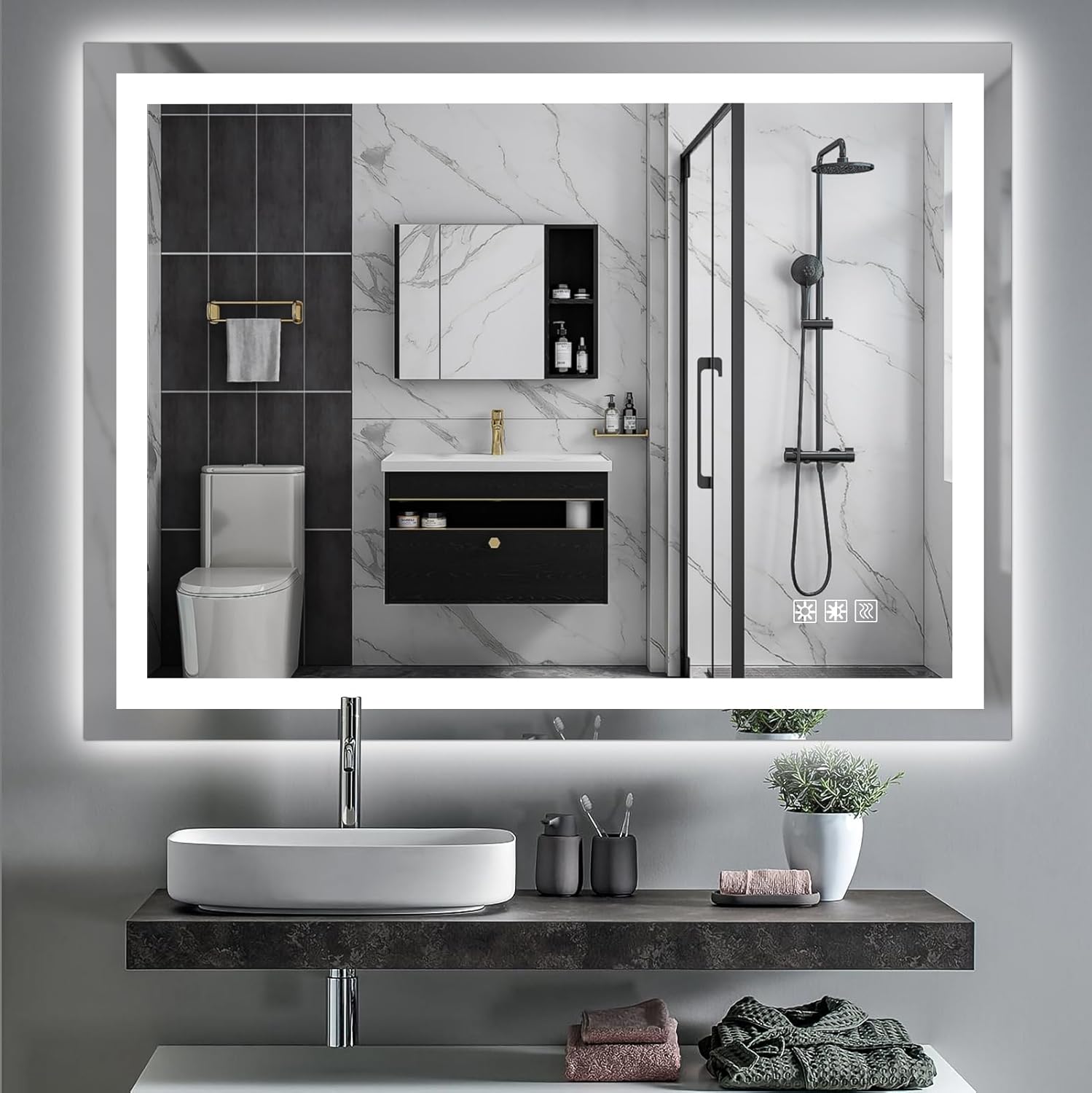 Amazon.com: Sumkea 48x36 Inch Luxury LED Bathroom Mirror - Modern ...