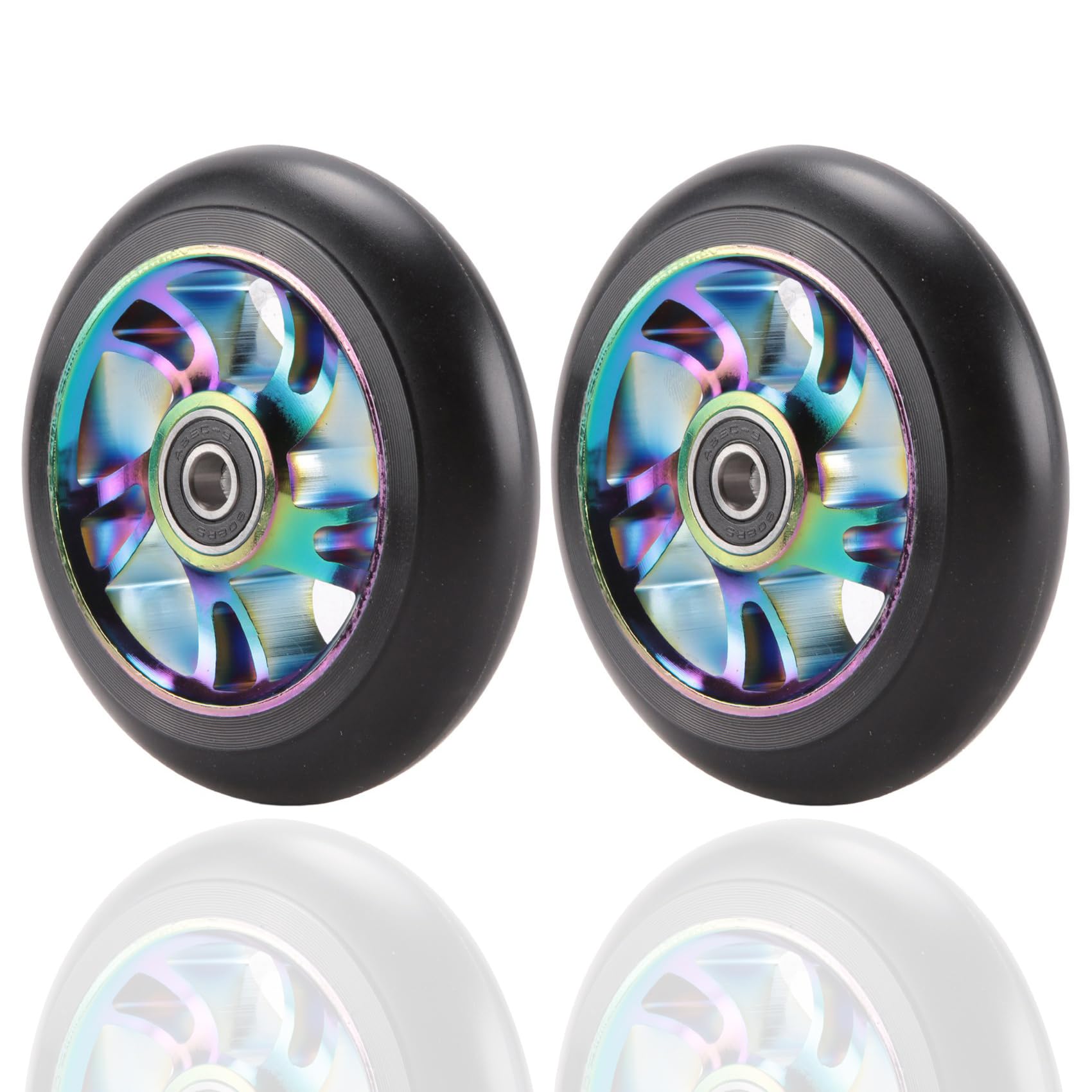 Littlecatch 2 Pcs 100Mm Scooter Replacement Wheels with Bearing Stunt ...