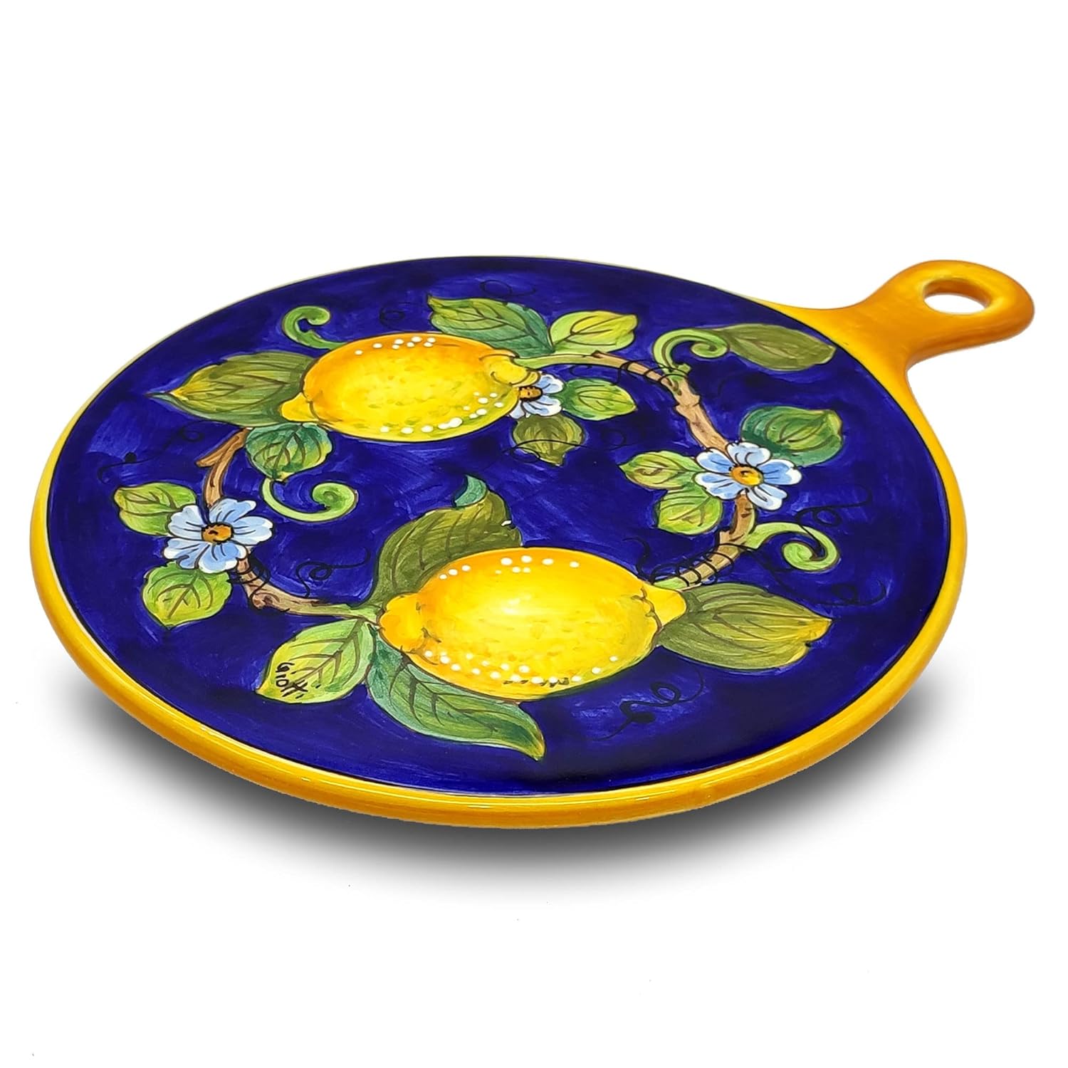 Amazon.com: Italian Ceramic Cheese Board Lemon Blue - 10.38 inch Hand ...
