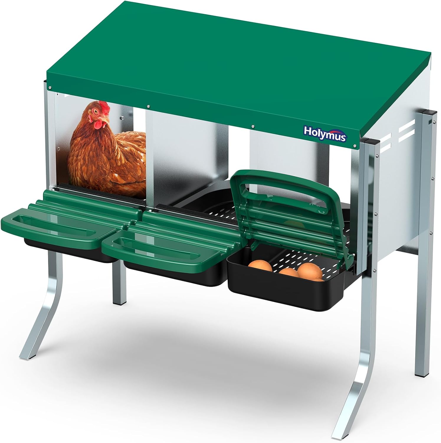 Amazon.com : Holymuss Chicken Nesting Box with Metal Legs, 3 Holes ...