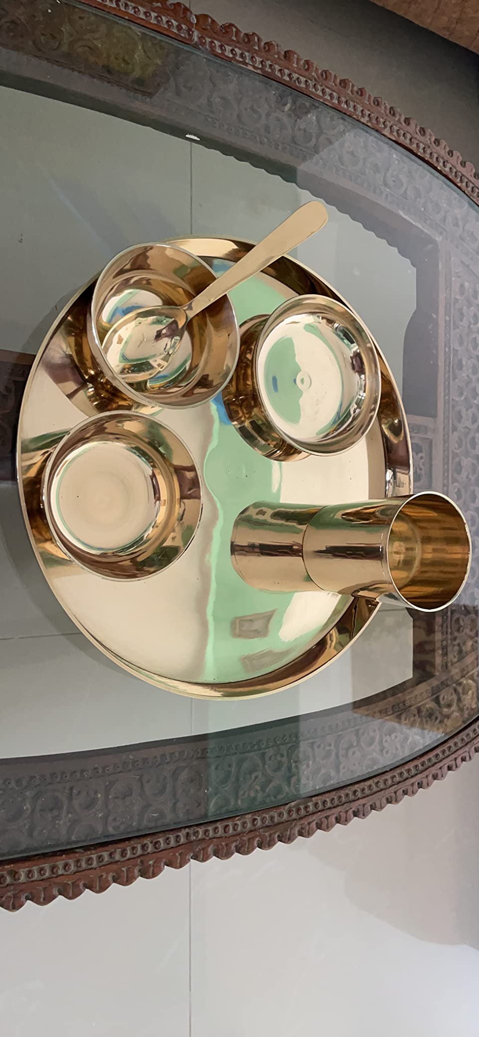 Pure Source India Kansa Solid Thali Set for Home, Kitchen, Dinning ...