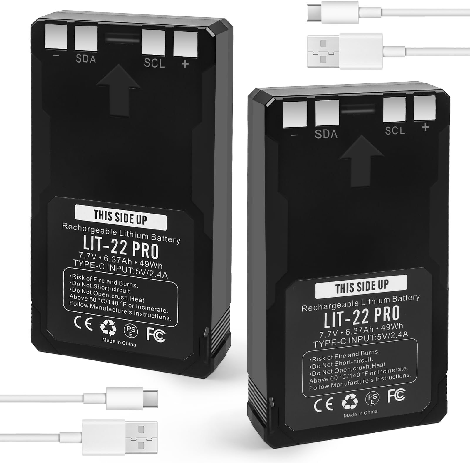 Amazon.com: 2 Pack LIT-22 Battery 7000mAh Rechargeable Lithium Battery ...