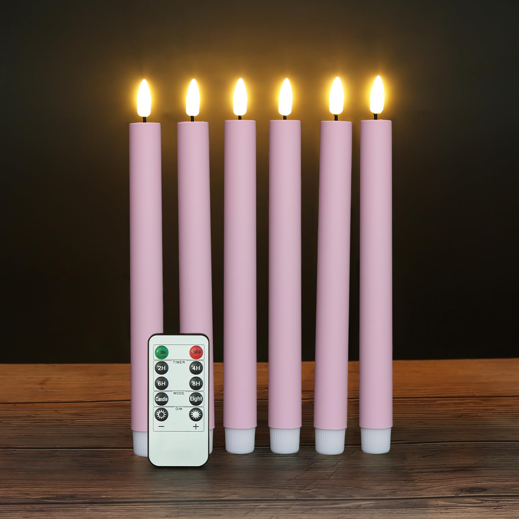 Girimax Pink Flickering Flameless Taper Candles with Remote, LED ...