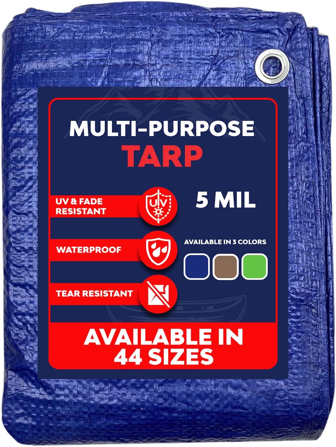 Large Poly Tarp Cover Waterproof 20 X 25 Feet - Blue Multi Purpose 5 ...