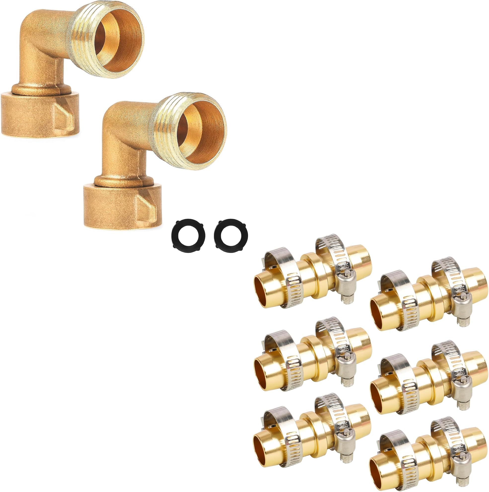 Amazon.com : Hourleey 90 Degree Hose Elbow Connectors + Garden Hose ...