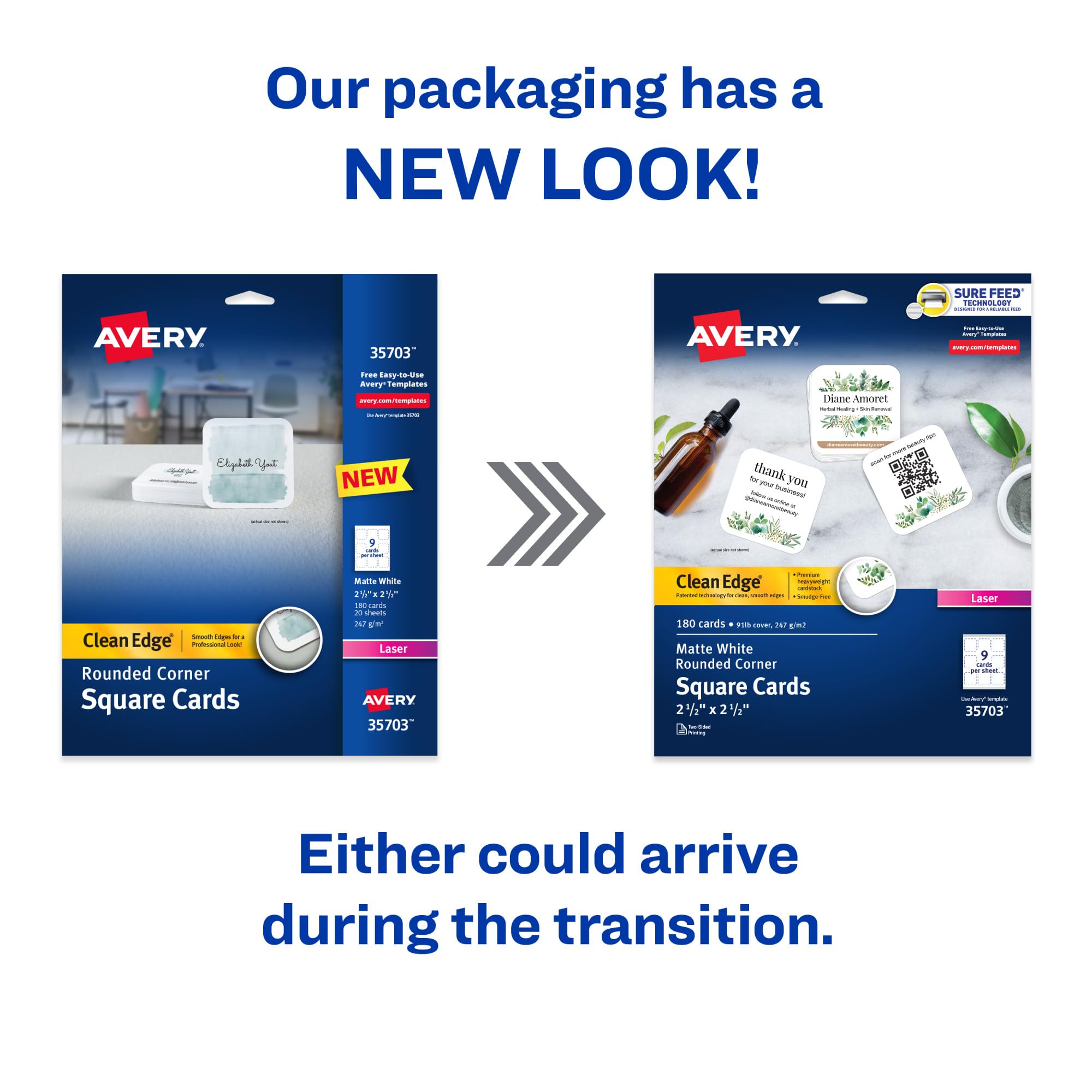 Snapklik.com : Avery Clean Edge Printable Square Cards