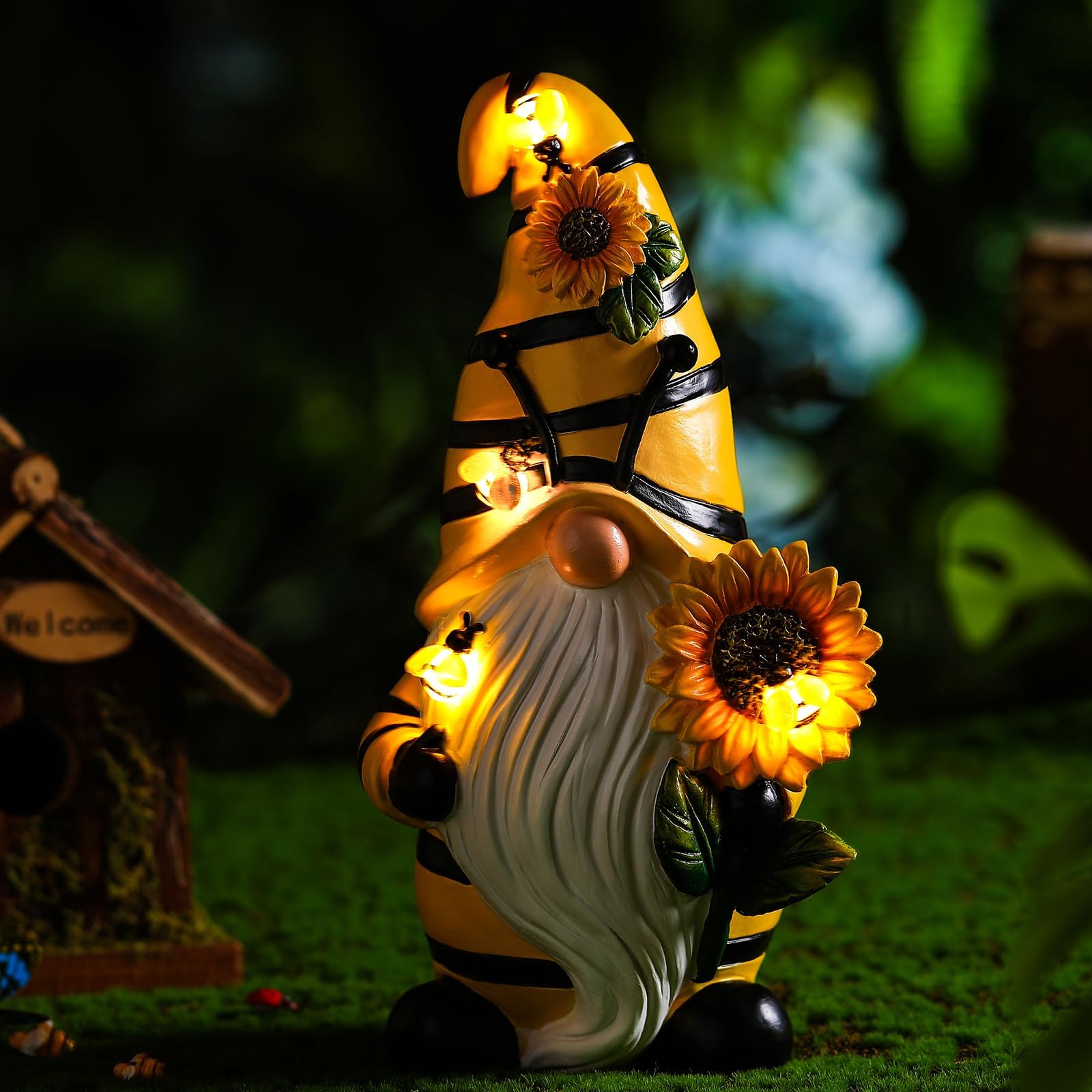 Amazon.com : Panelee 11 Inch Solar Garden Gnome Statue with LED Light ...