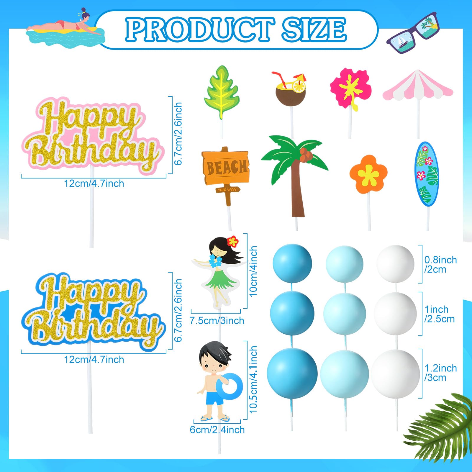 Snapklik.com : 42 PCS Beach Cake Decoration Summer Ocean Cake Toppers ...