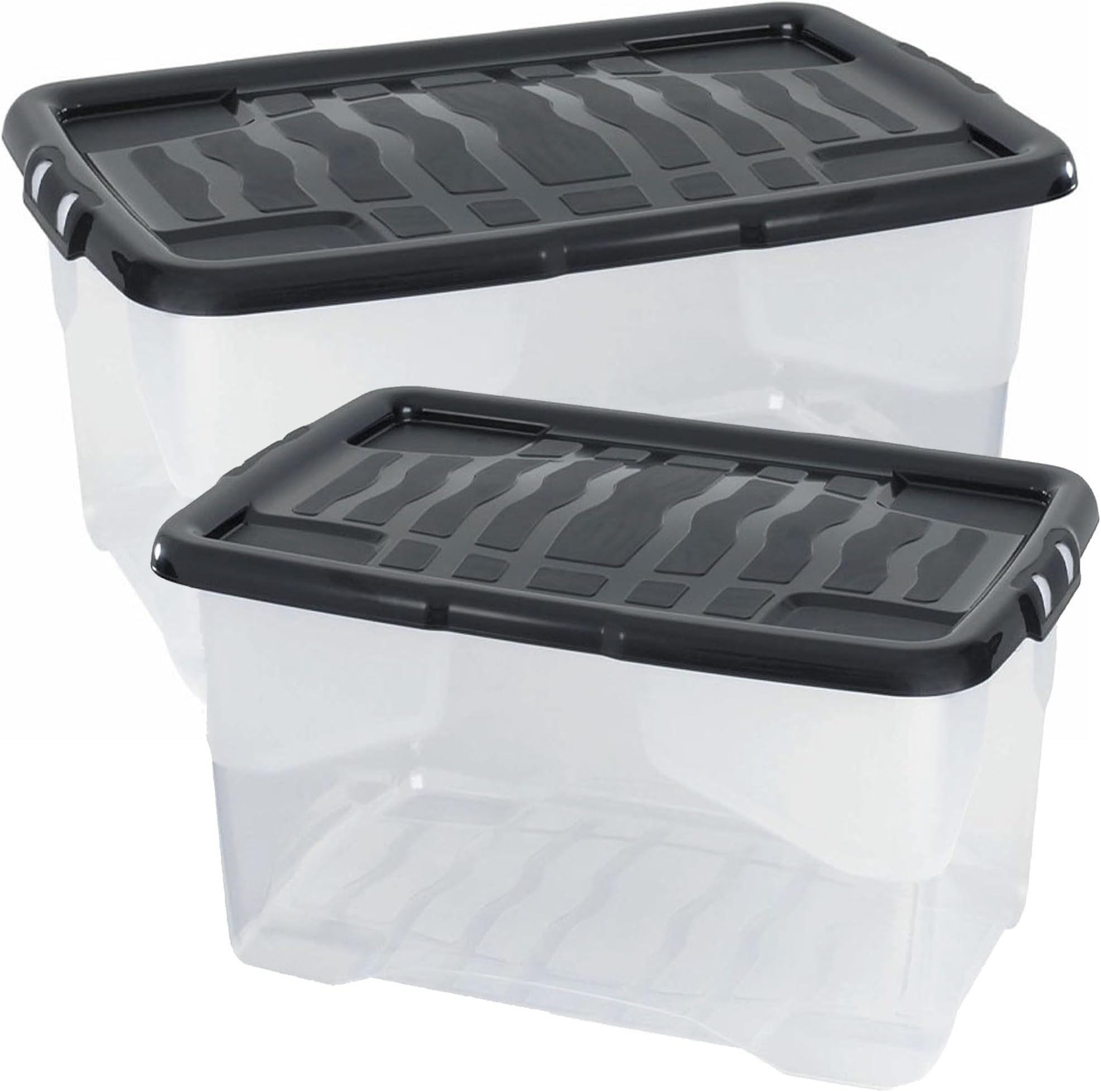 STORM TRADING GROUP 4 x 42 Litres Curve Plastic Storage Boxes With Clip ...