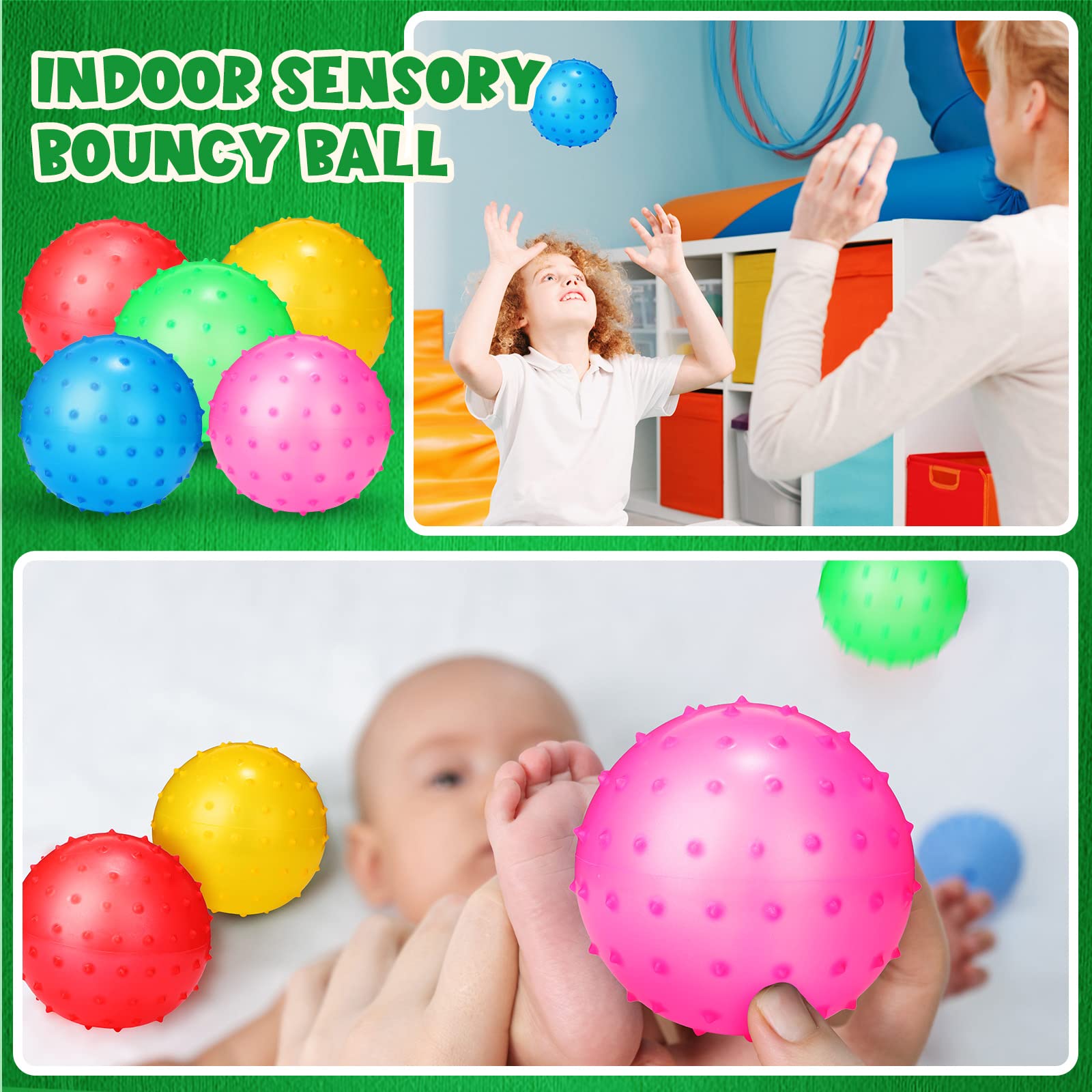 Snapklik.com : 24 Pieces Knobby Balls 4.72" Bouncy Spiky Sensory Ball ...